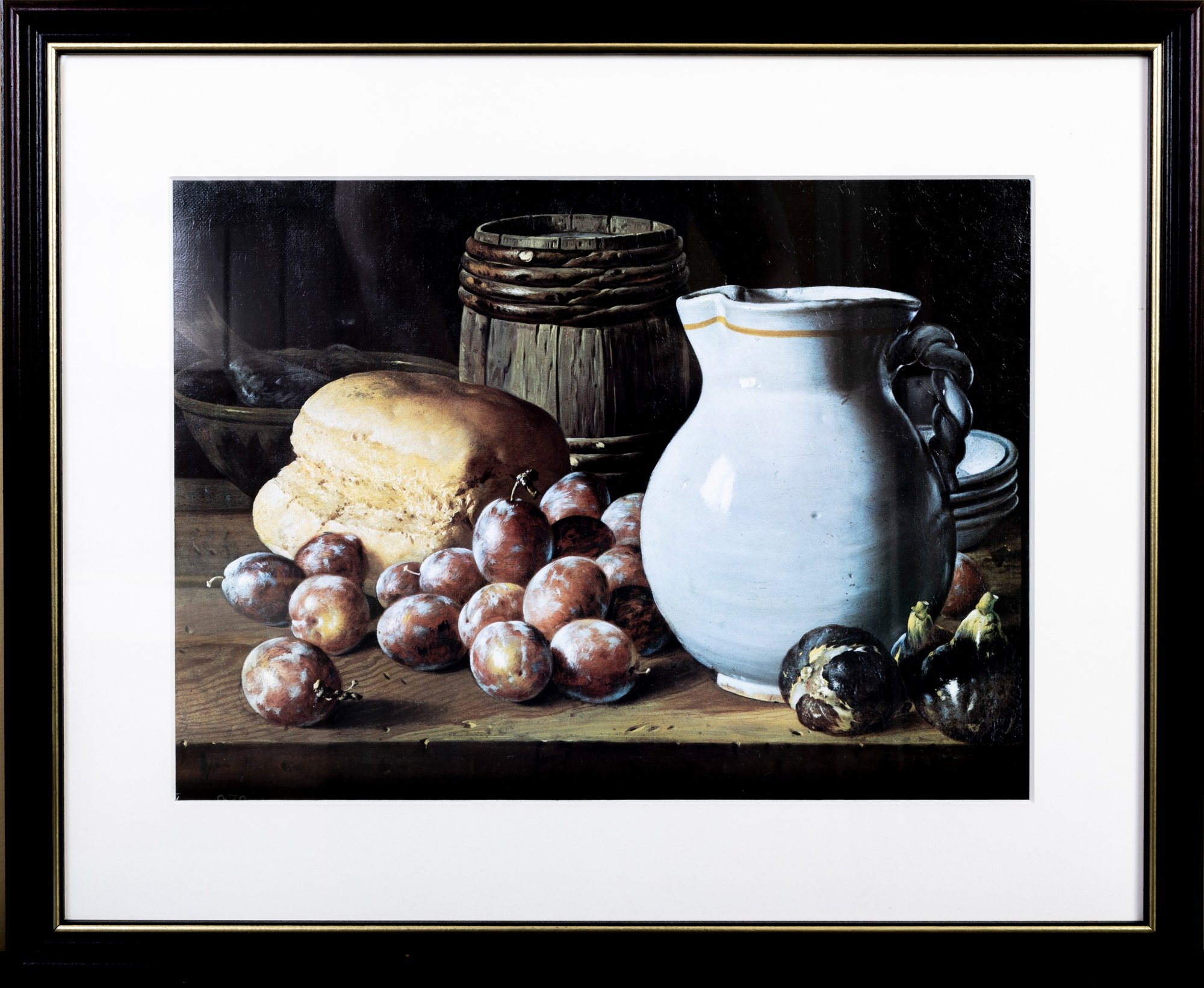 Still Life With Plums, Figs, & Bread Barrel Art Print By Luis Egidio ...