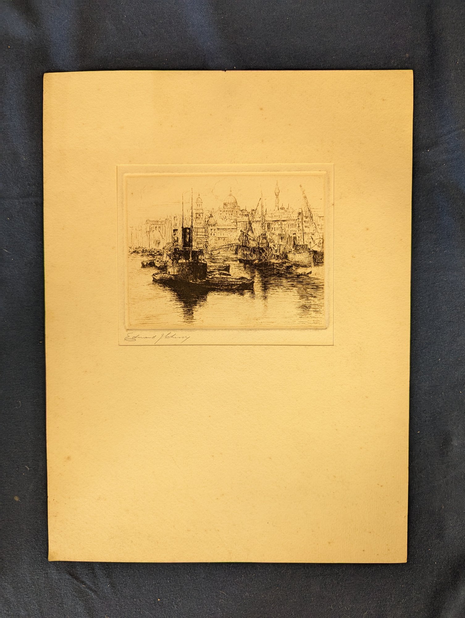 Antique Edward J. Cherry Etching "The Upper Pool" Pencil Signed ...