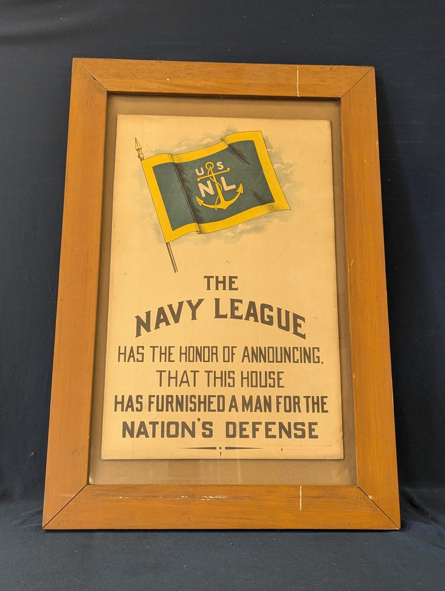 Vintage WW2 The Navy League House Sign Active Military #1948881 ...
