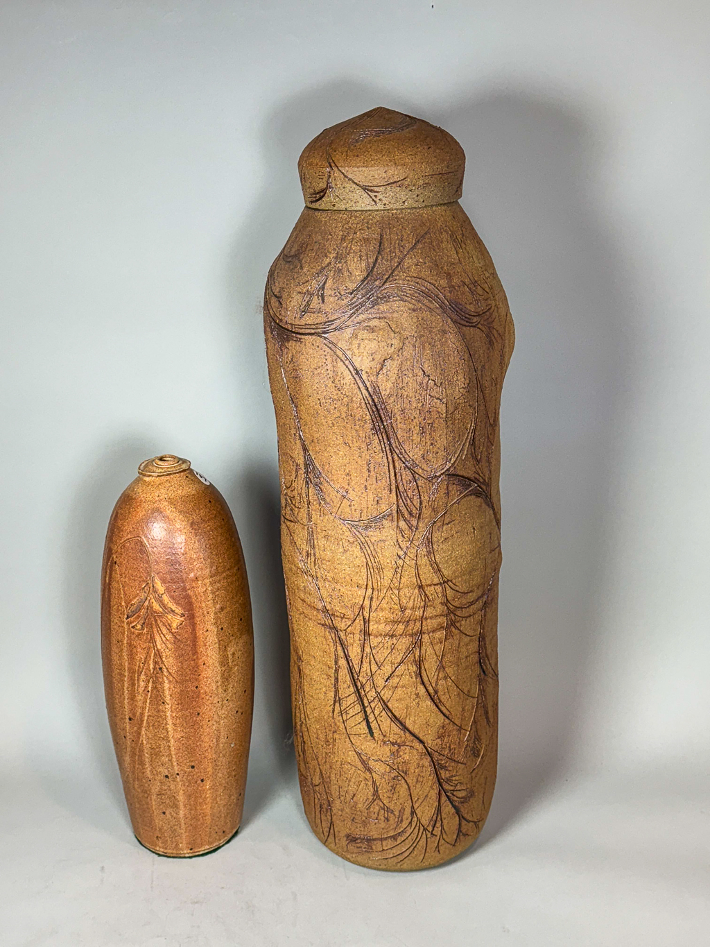 2 LARGE MIDCENTURY MODERN POTTERY PIECES, 27" AND 16" #2109319 ...