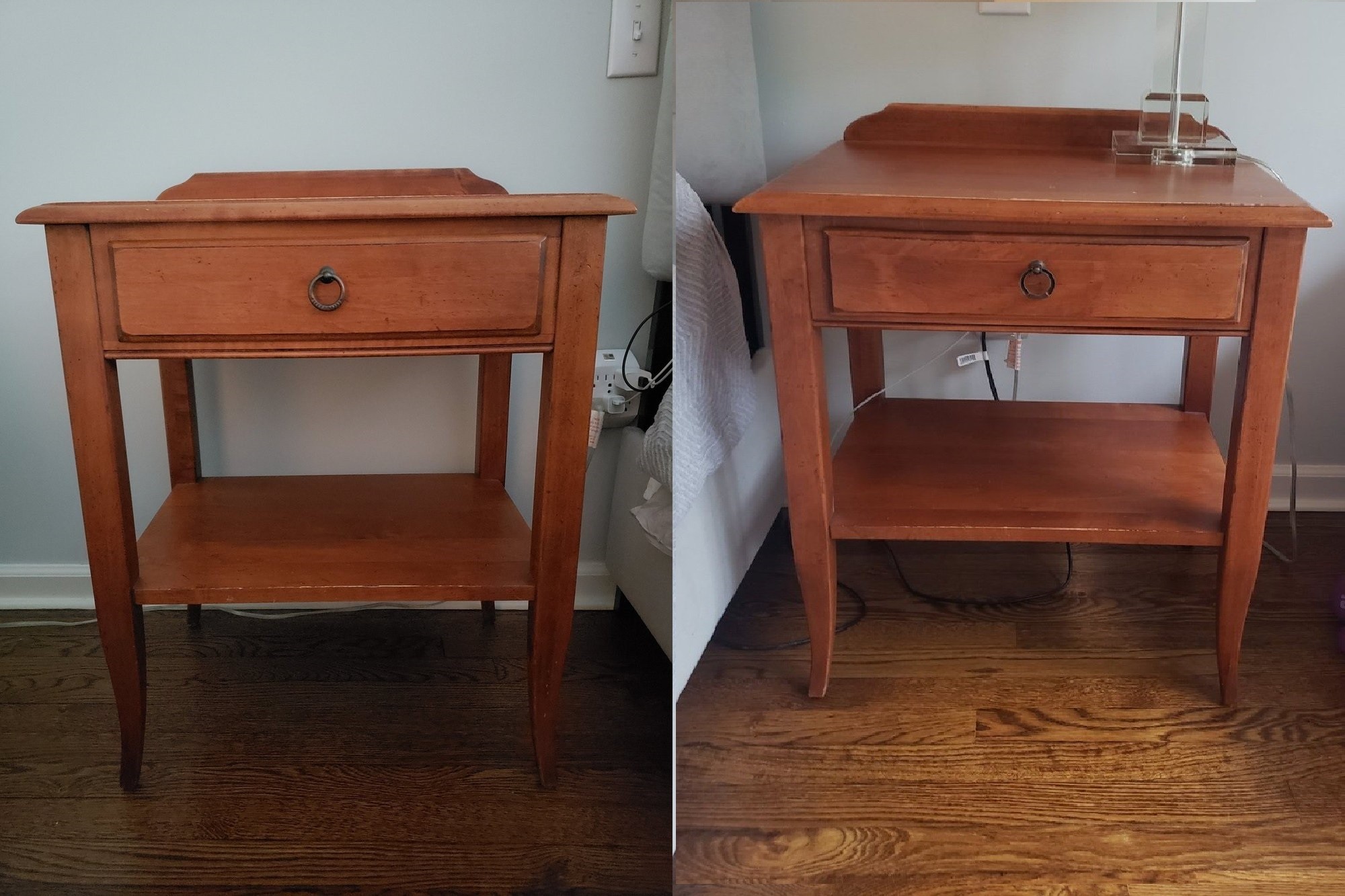 Pair Of Ethan Allen French Country Solid Maple Bedside Table #2135620 | Auctionninja.com