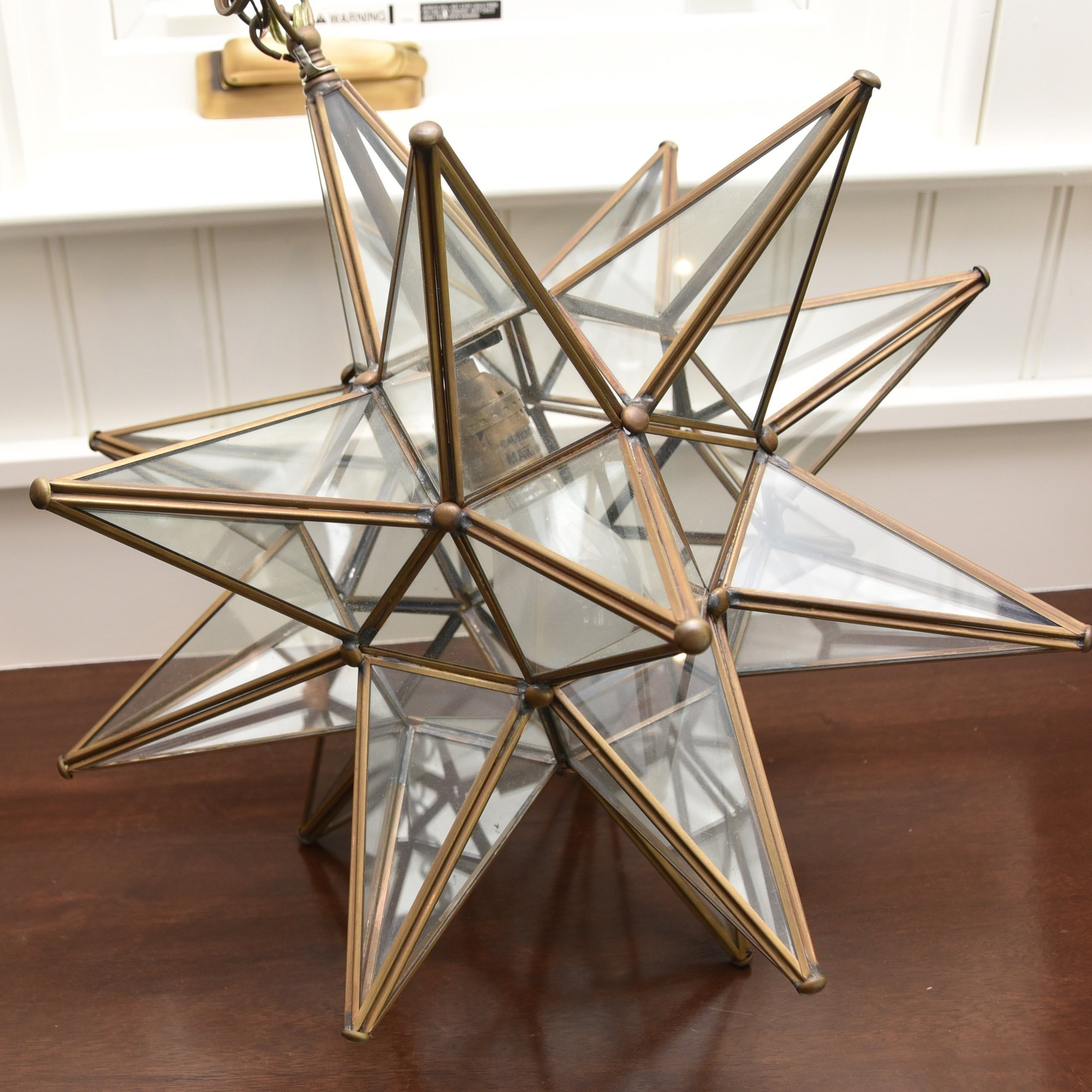 Brass And Glass Moravian Star Light Fixture #2064169 | Auctionninja.com