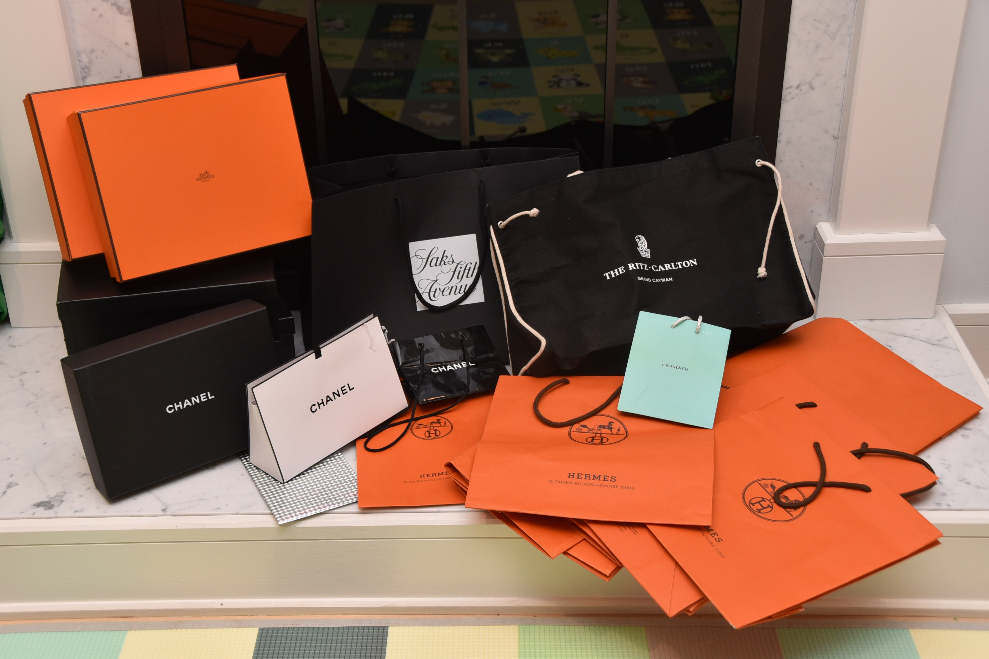 Collection Of Luxury Brand Name Boxes And Shopping Bags Including ...