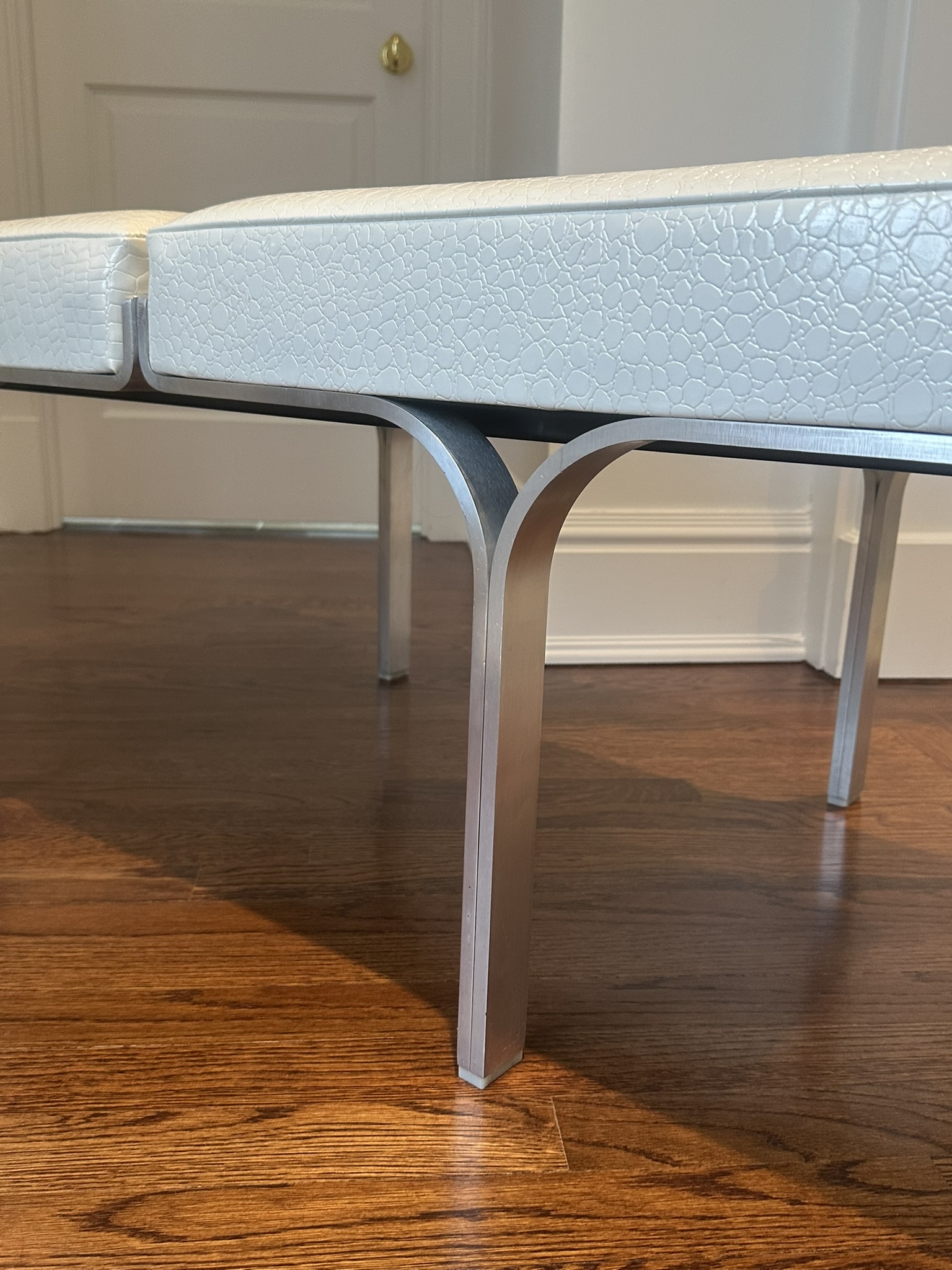 American Mid-Century Aluminum & Vinyl Bench With Embossed Crocodile ...