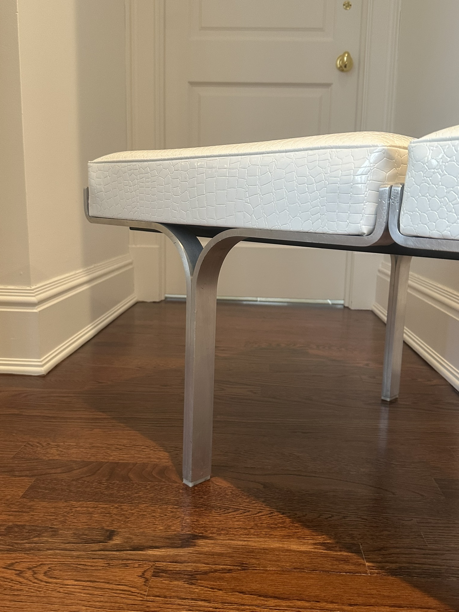 American Mid-Century Aluminum & Vinyl Bench With Embossed Crocodile ...