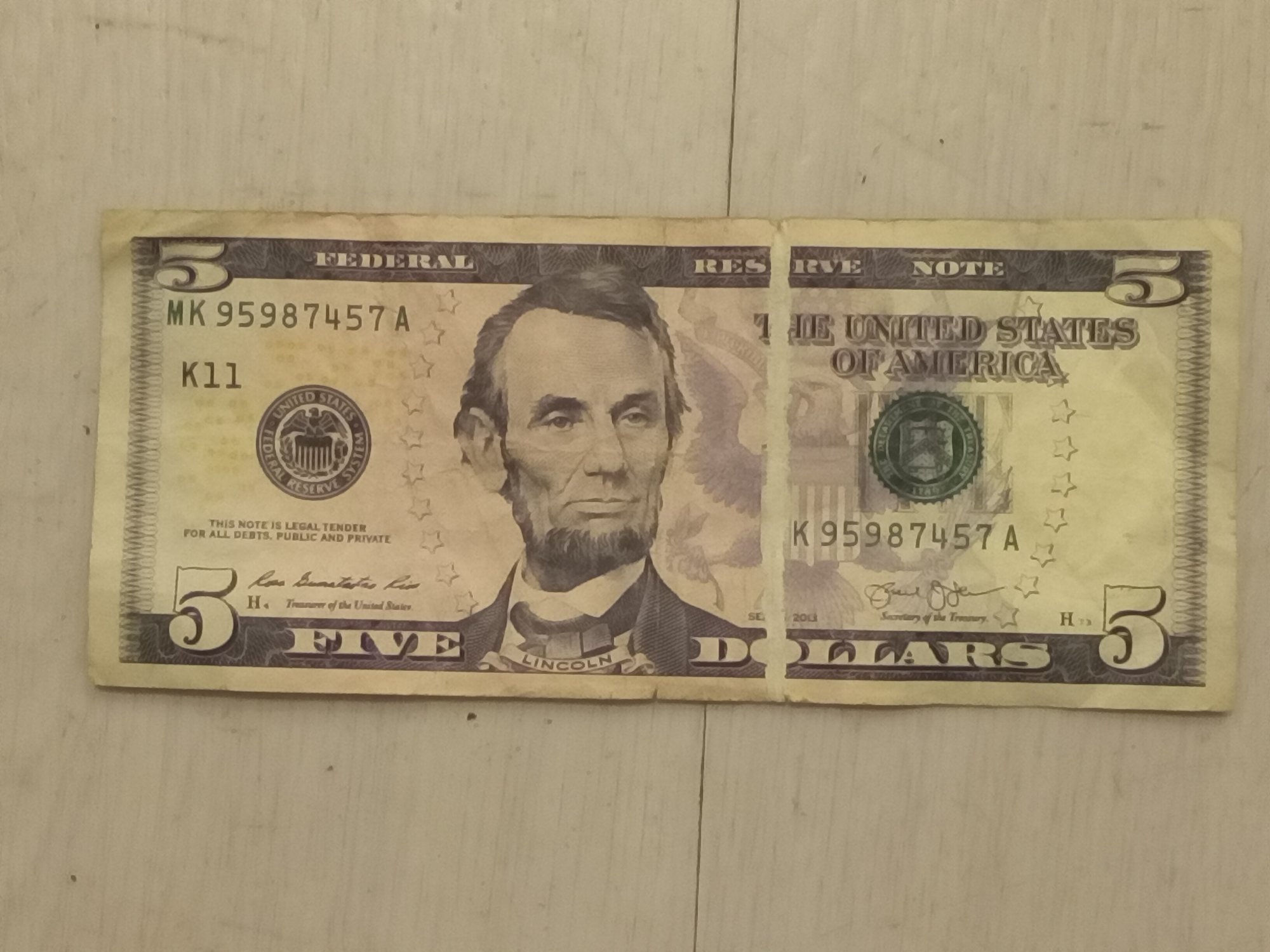 2013 5 Doller American Bill Misprint Missing Security Strip #1917393 ...