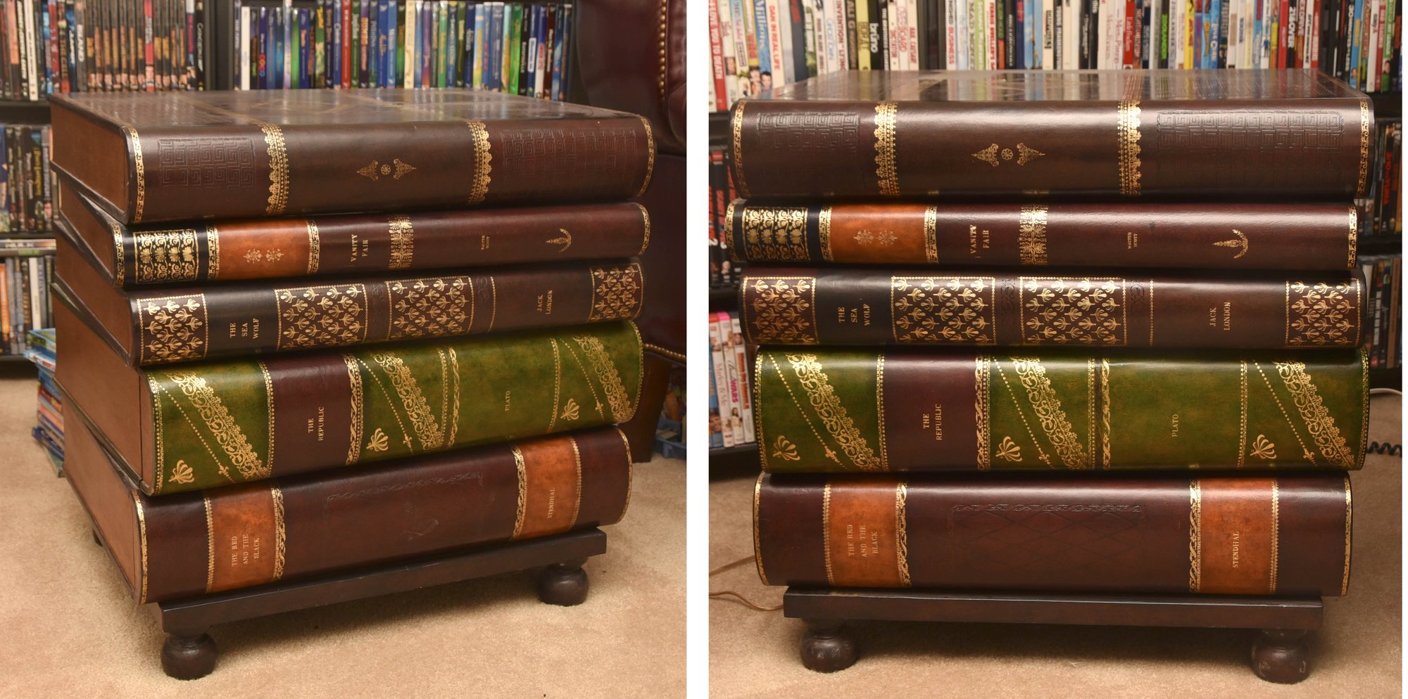 Pair Of Oversize Stacked Book End Tables With Drawers #2108133 ...