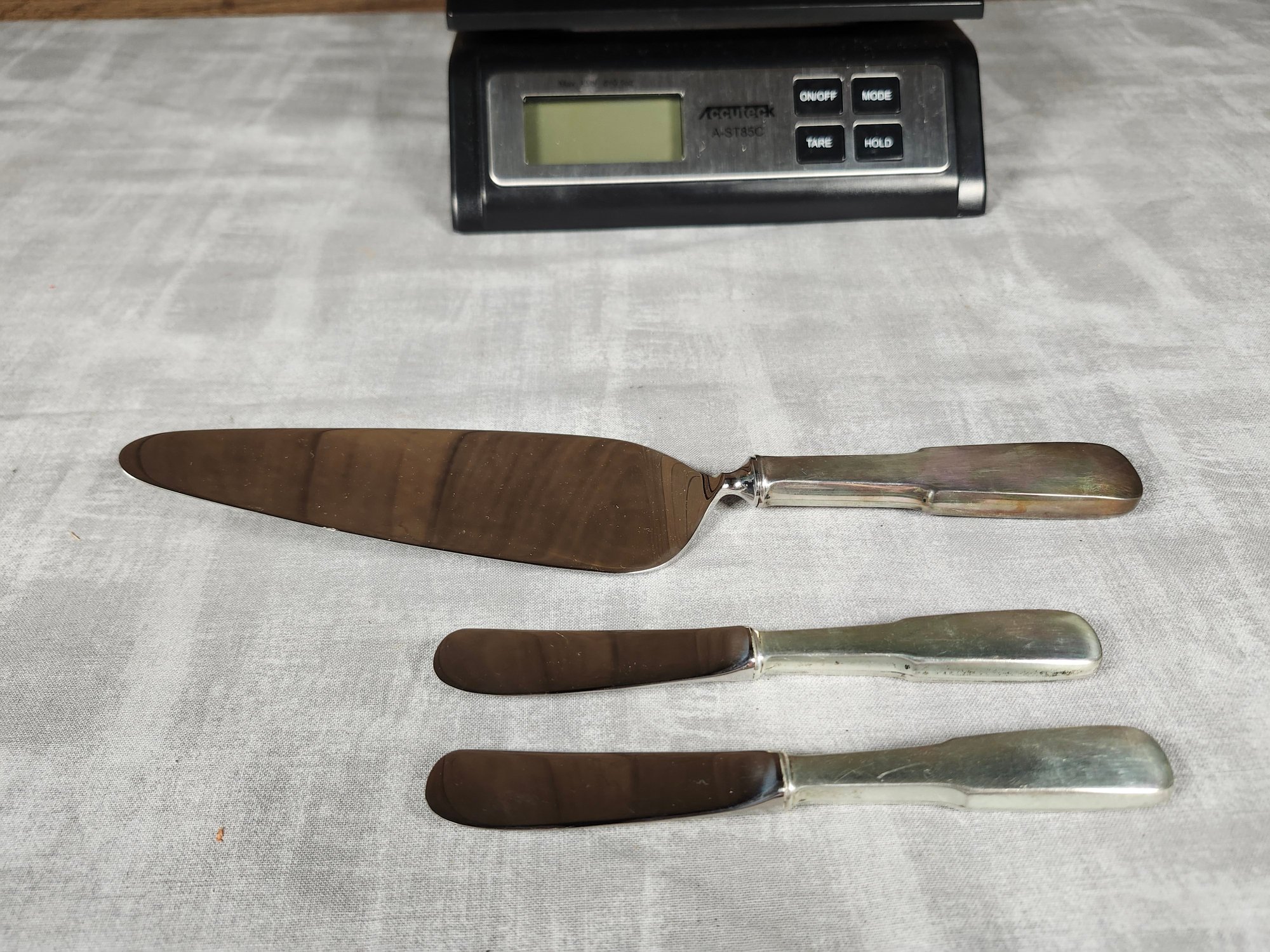 Sterling Silver Cake Server & Two Butter Knives Classic Style, Stainless Blades 198g Total ...