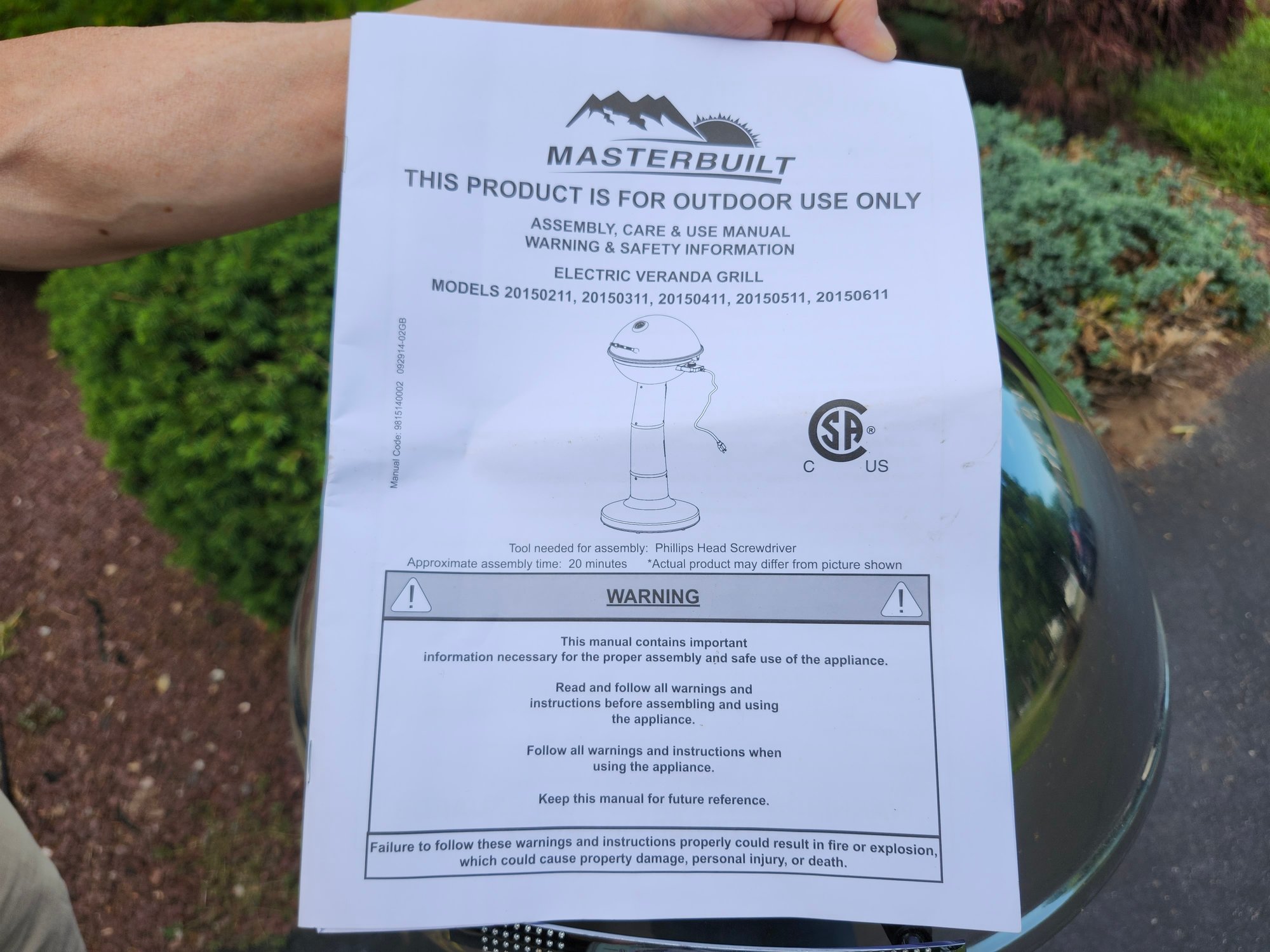 Masterbuilt Electric Veranda Grill Unused With Cover #40850389 ...