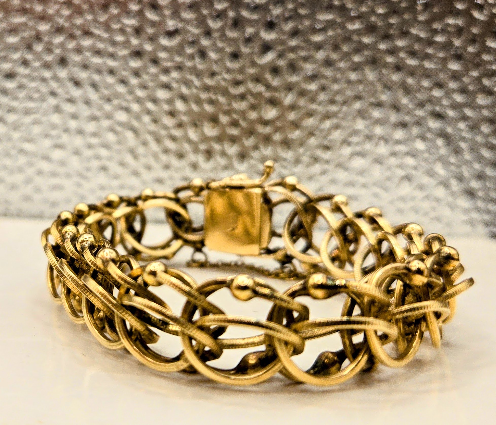 Vintage 14K Burnished Gold Multi-link Chain Bracelet With Box Clasp (38 Grams Of Fine Gold ...