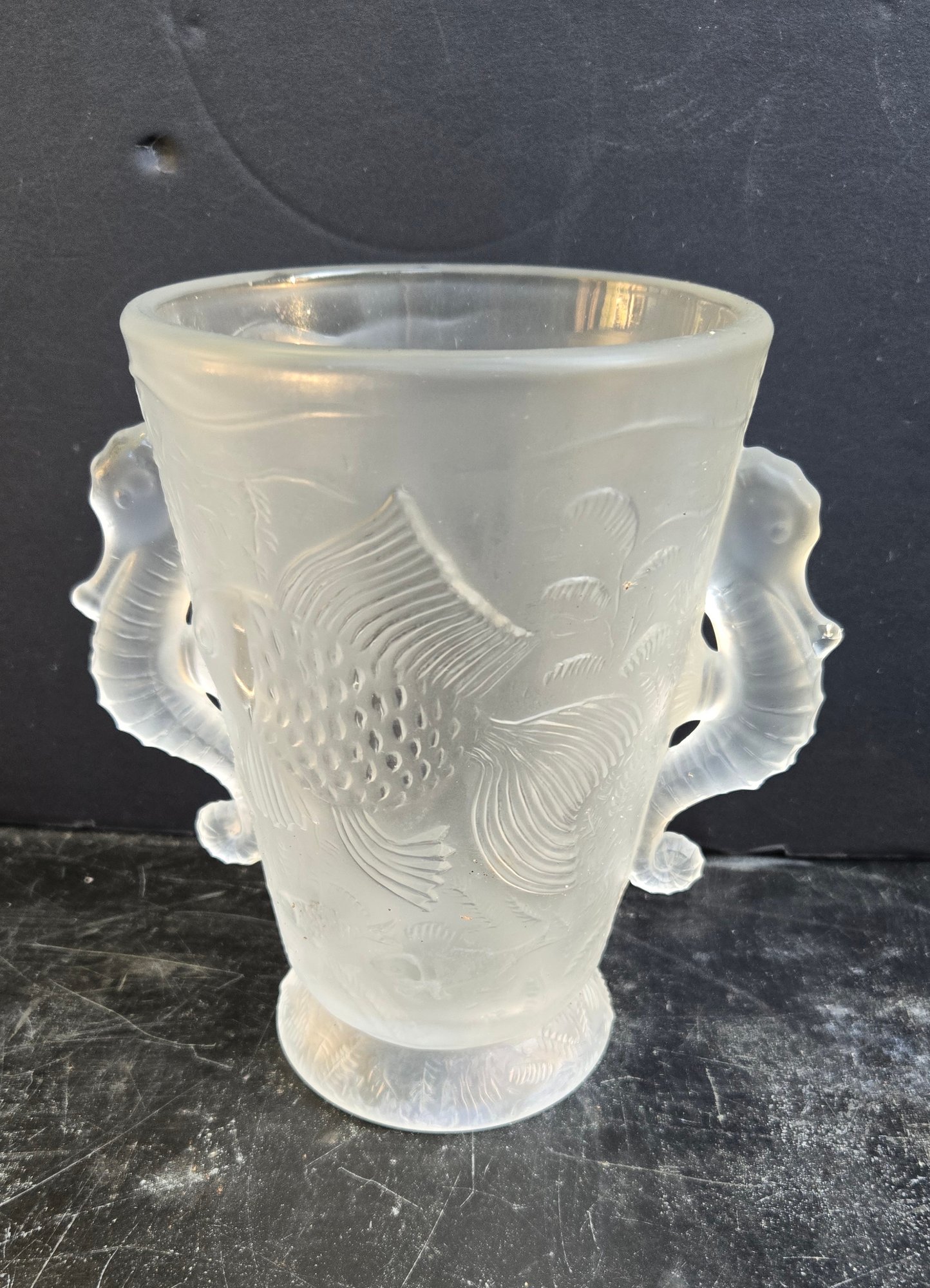 Josef Inwald Barolac Seahorse Vase - Early 1940s Era Art Deco Lalique ...