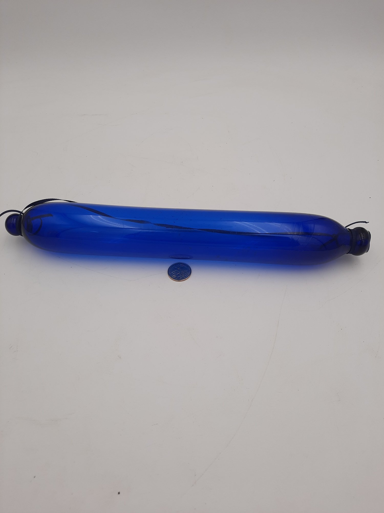 Rare Antique Colbalt Blue Free Blown Glass Rolling Pin 1906148