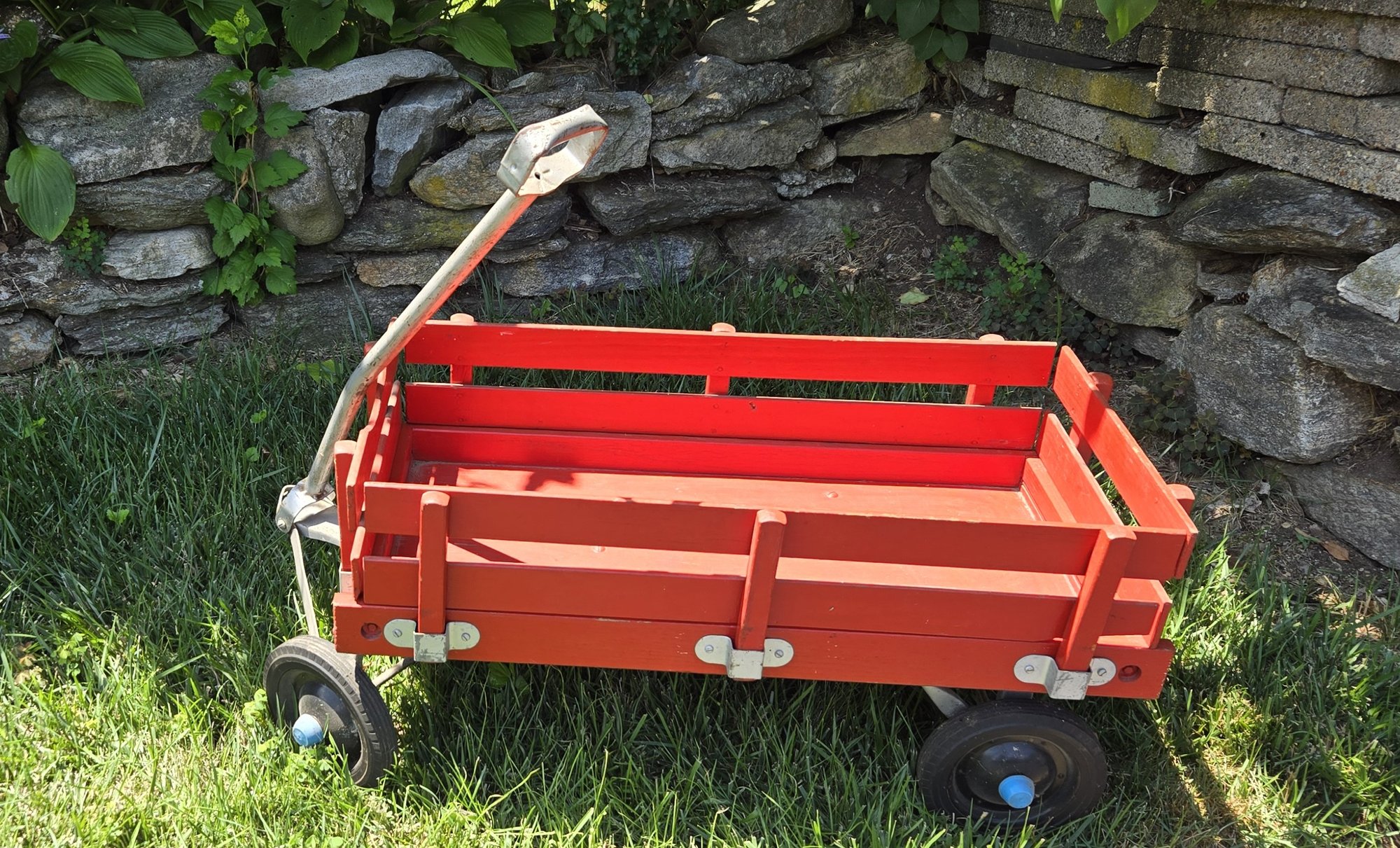 Little Red Garden / Cart Wagon With Galvanized Pull Bar Handle #1914668 ...