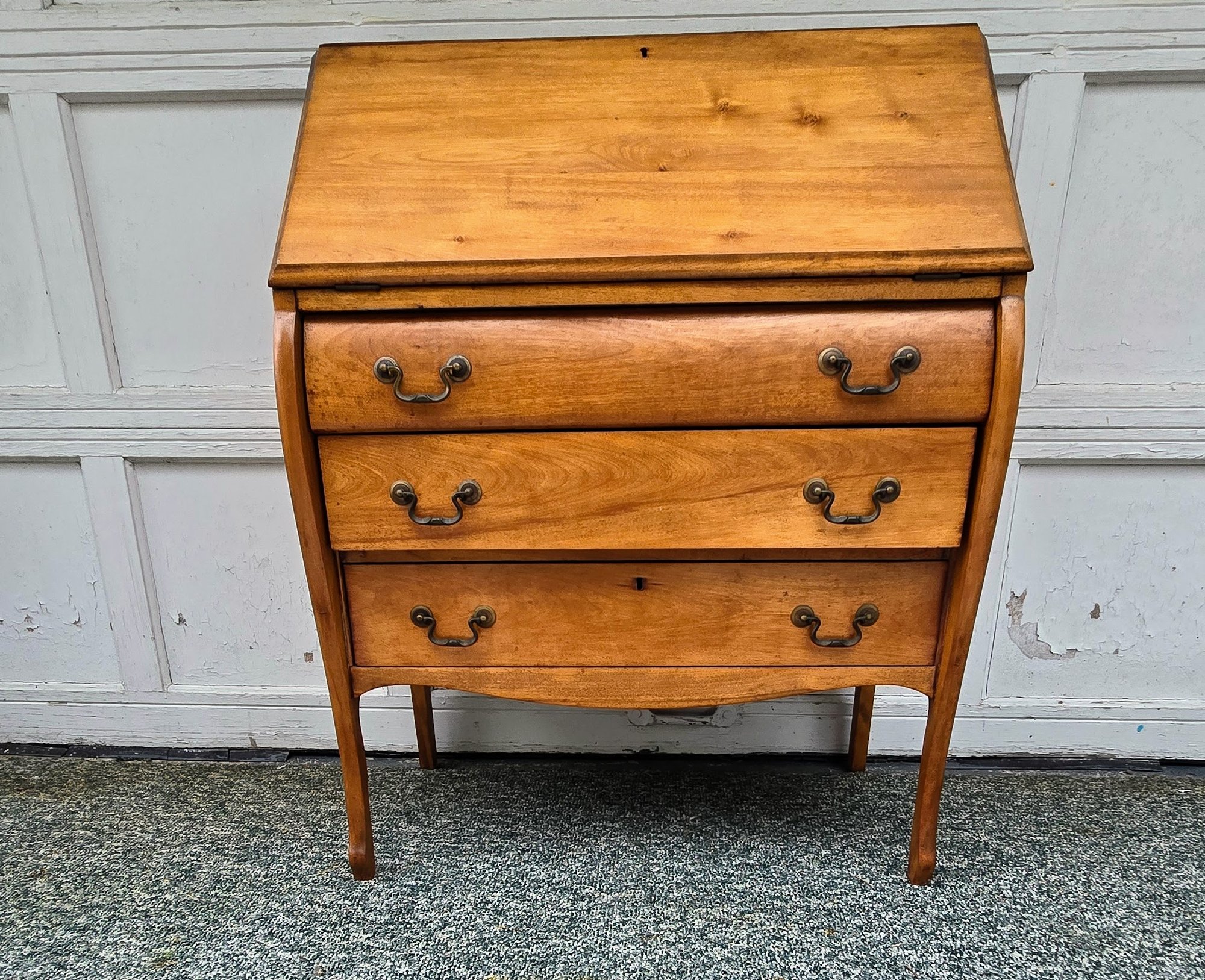 Antique American Pine Slant Front 3-Drawer Secretaire / Writing Desk In ...