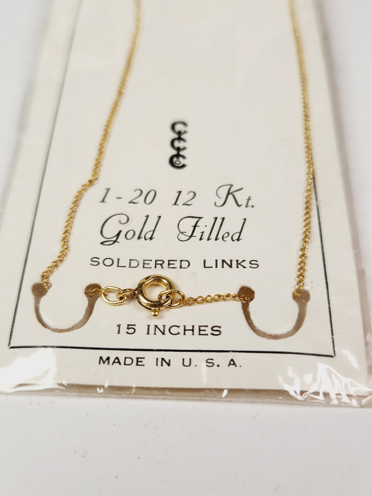 NEW Vintage 1/20 12k Gold Filled Chain Soldered Links Length: 15 In ...