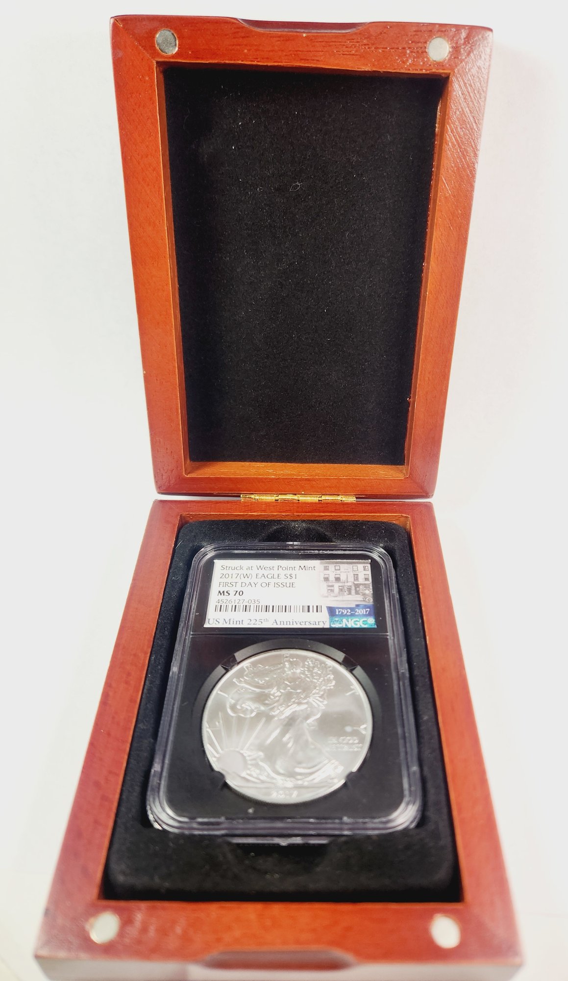 2017 W American Silver Eagle West Point First Day Of Issue NGC MS70 In ...