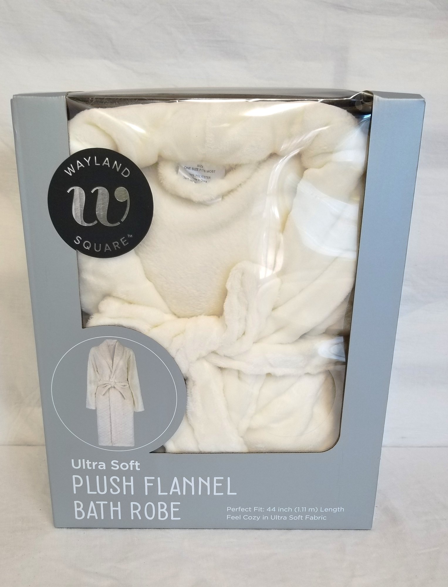 New Wayland Square Ivory Ultra Plush Soft Flannel Bath Robe OS #1926302 ...