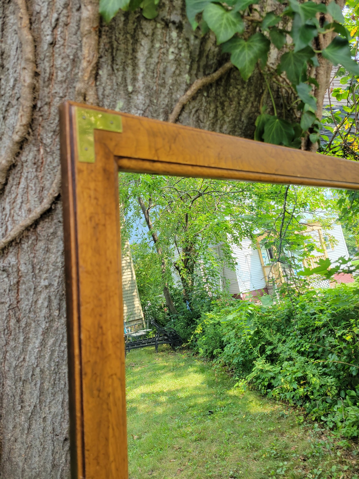 Holy Mirror ! This Mirror Is Big And Very Heavy. Solid Oak Frame