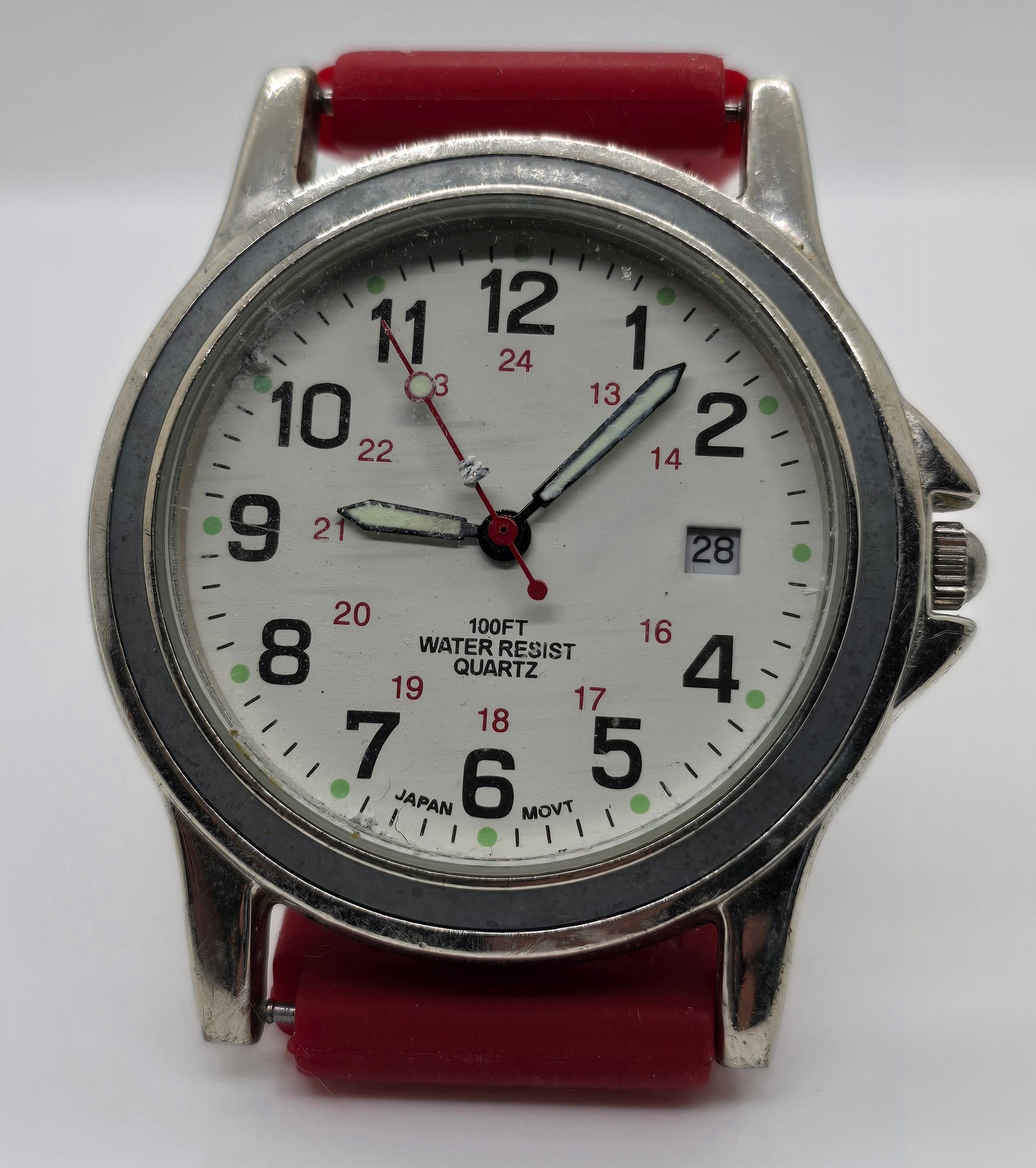 Puritan Military Watch With Red Band #1930129 | Auctionninja.com