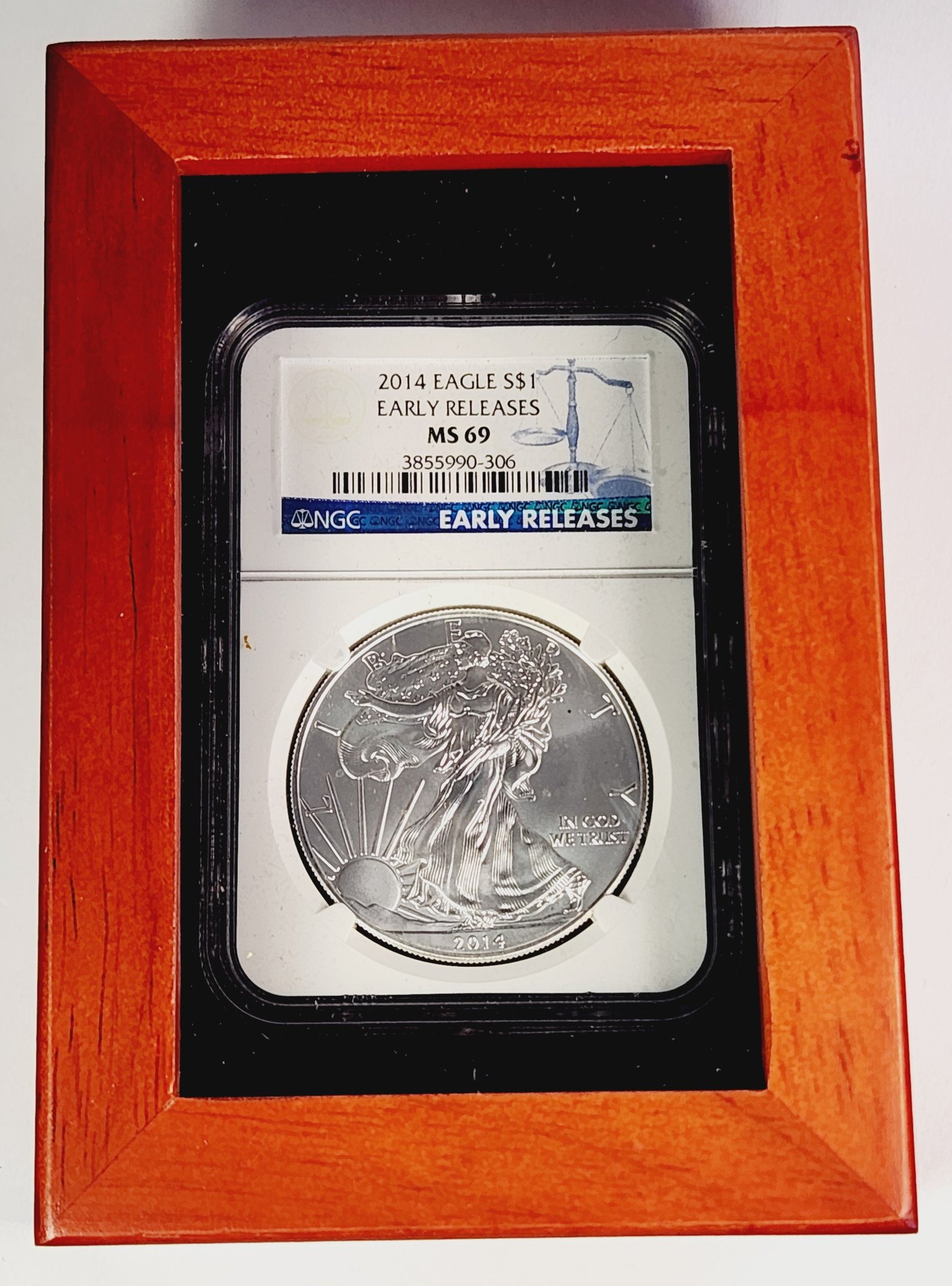 2014 American Silver Eagle NGC - Early Release MS69 Slabbed Graded Coin In Display Box #1931688 ...
