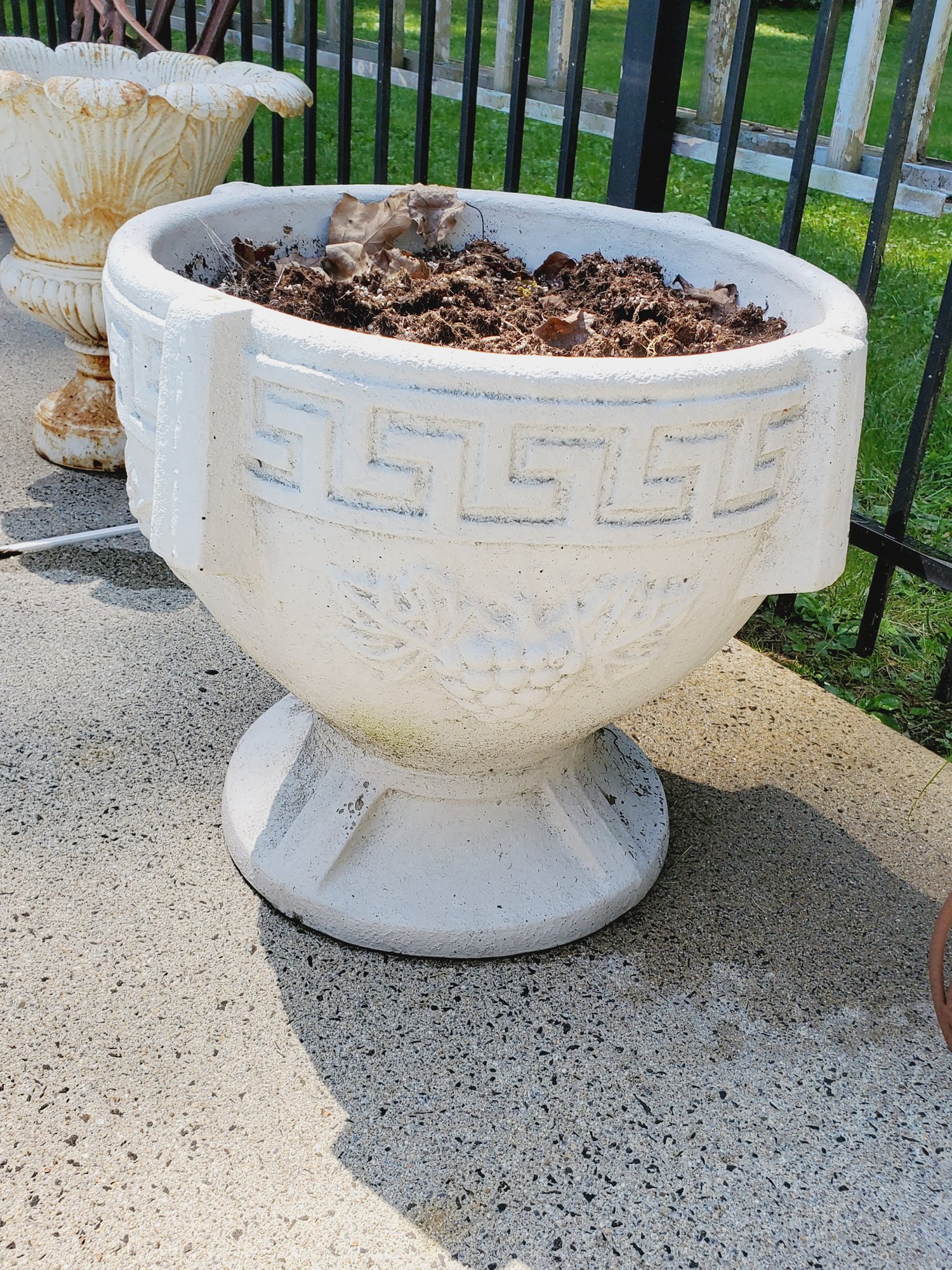 Concrete Grecian Grapes & Greek Key Design Motif Garden Patio Planter ...