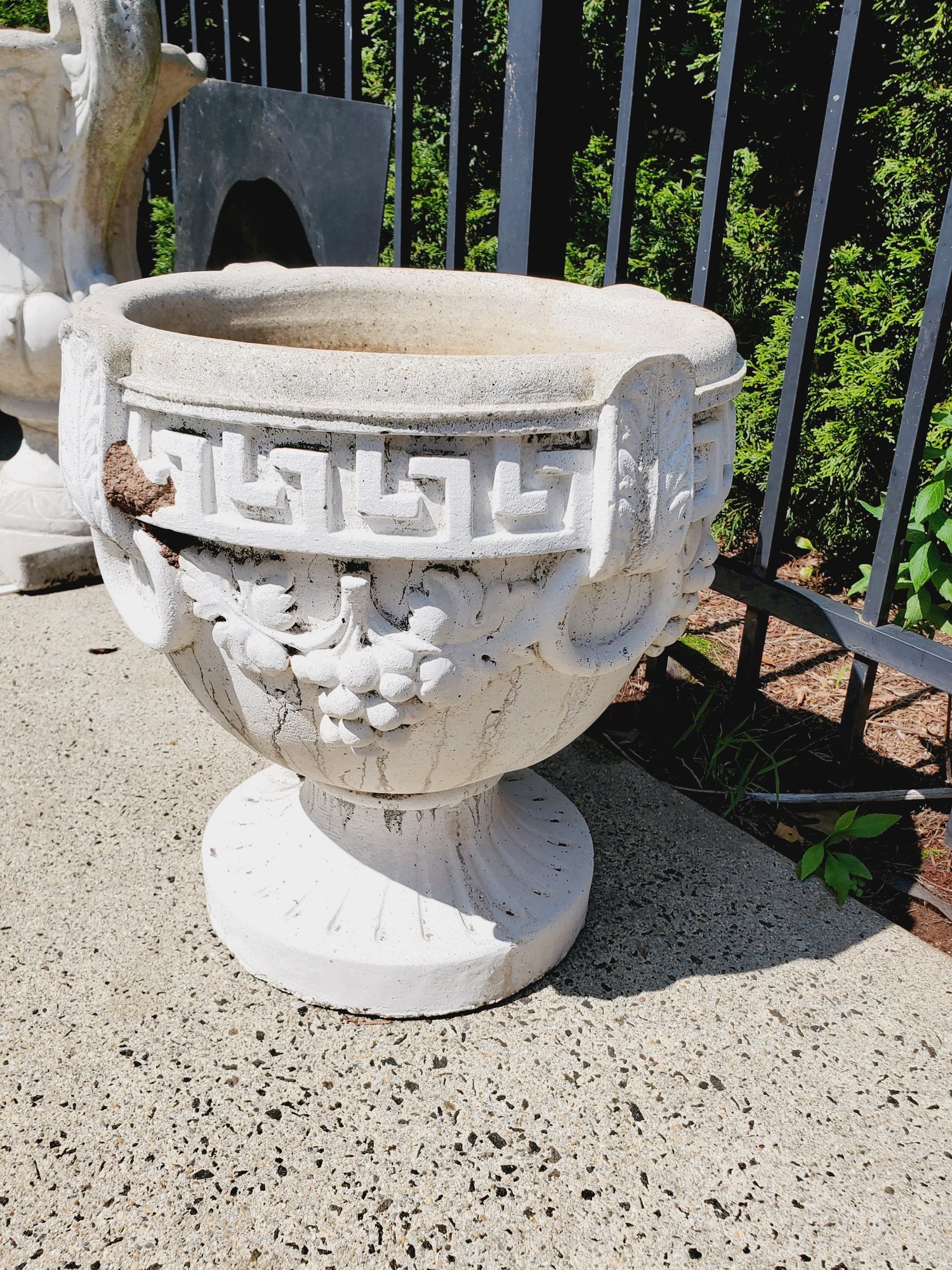 Concrete Grecian Grapes & Greek Key Design Motif Garden Patio Planter ...