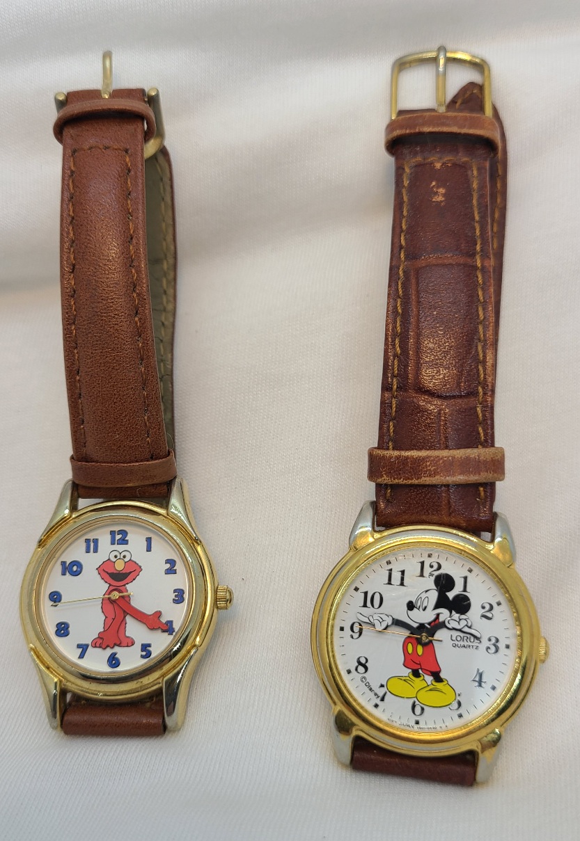Lot Of 2 Vintage Watches ~ Sesame Street "ELMO" ~ Disney Mickey Mouse ...