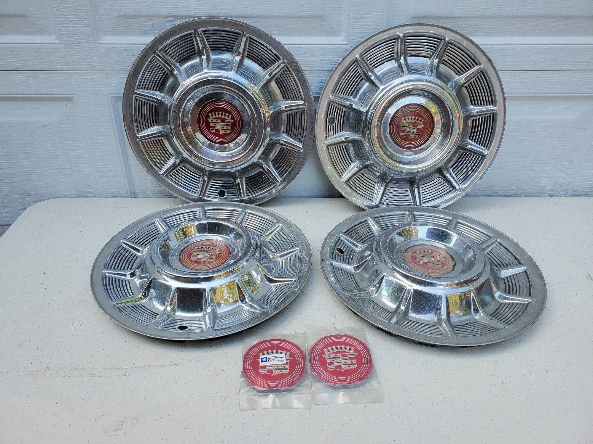 Set Of Four Vintage 1957 CADILLAC OEM Hub Caps - Including 4 Brand New ...