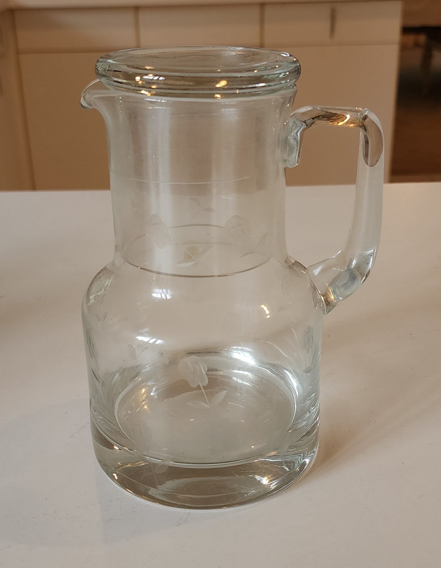Antique Etched Romania Glass Bedside Carafe Pitcher With Glass/lid ...