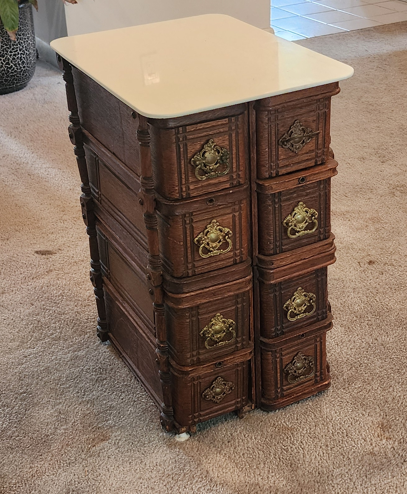 Old Singer Sewing Machine Drawer Sections Connected As Table W/ White ...