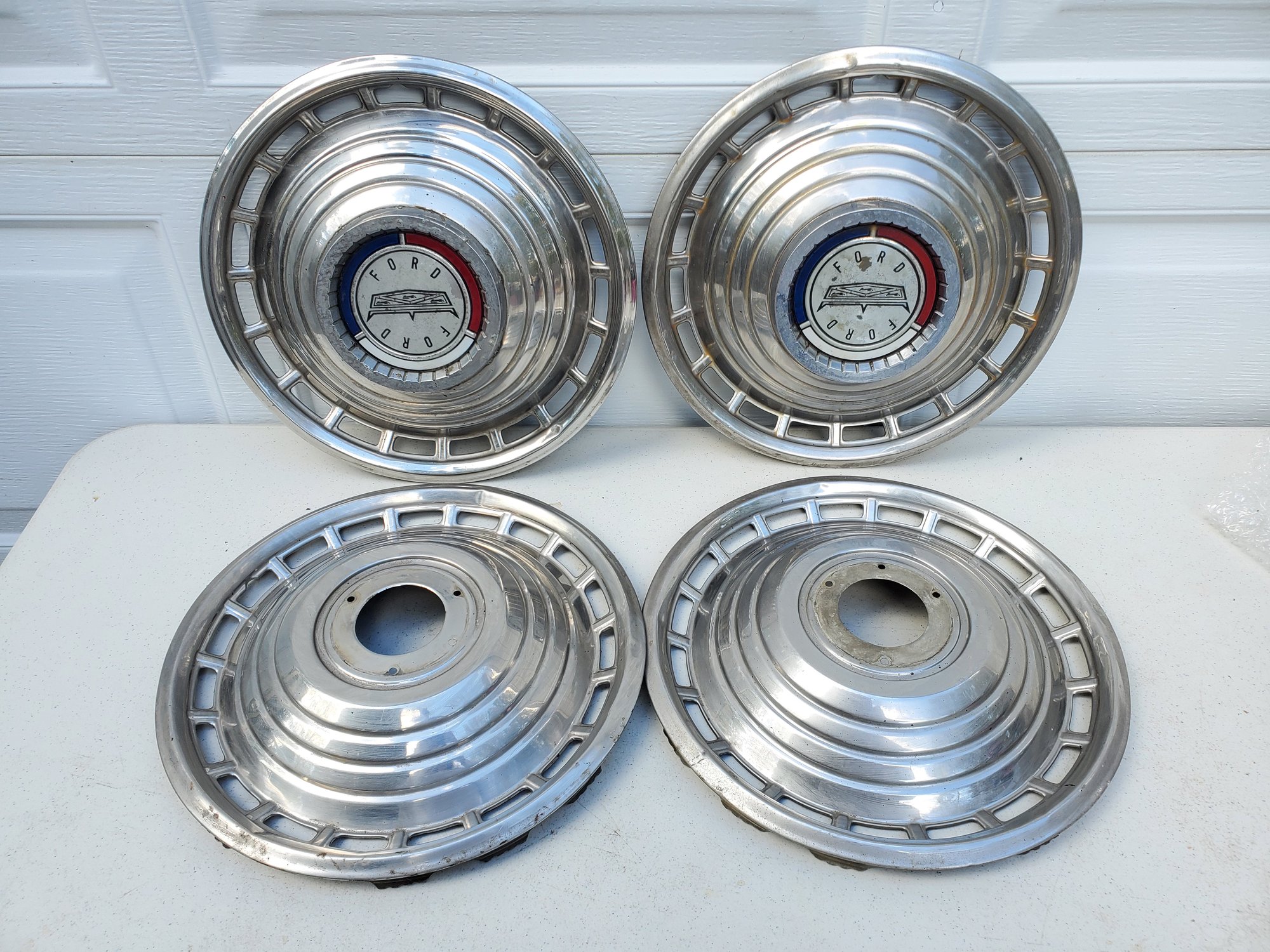 Set Of Four 1963 FORD Galaxie 500 Hub Caps - 2 Missing Center Emblems ...