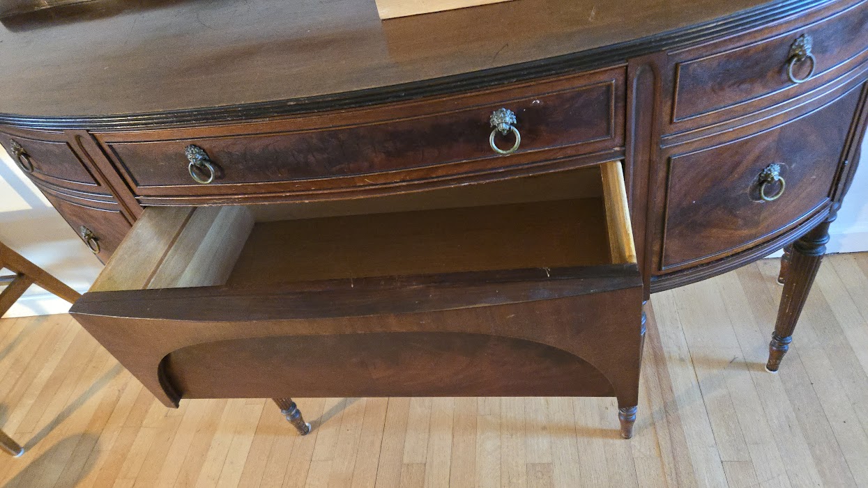 Union National Antique Federal Style Half Dome Buffet With Fluted Legs ...