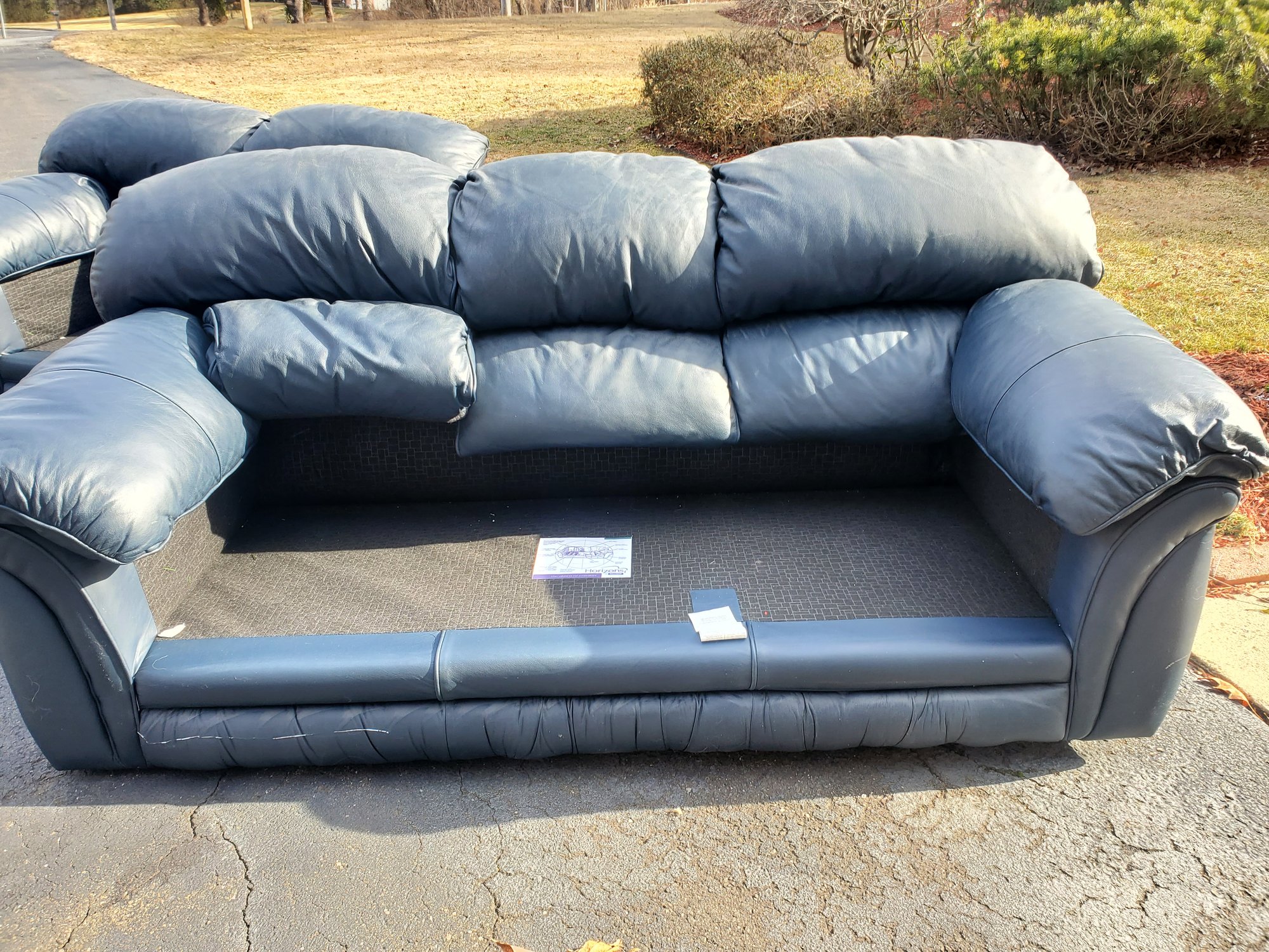 Horizons By Palliser Blue Leather Sofa Couch 82x41x36 #2047449 ...