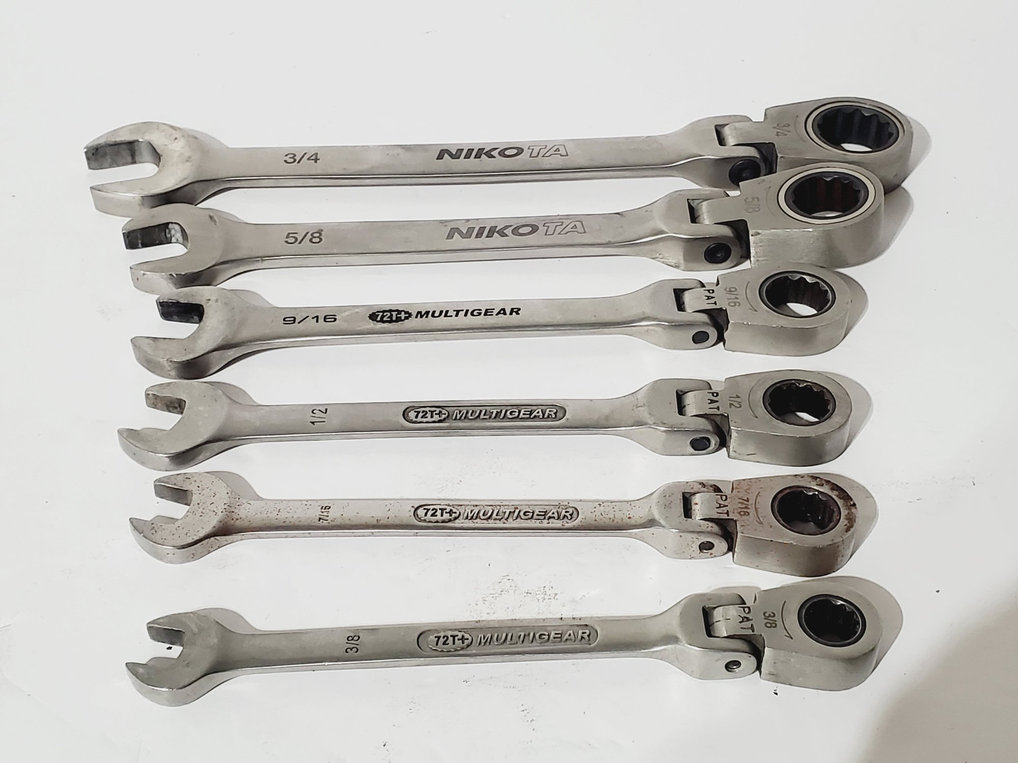 Six Nikota & Multigear 72Tflex Head Combination Ratcheting Wrenches ...