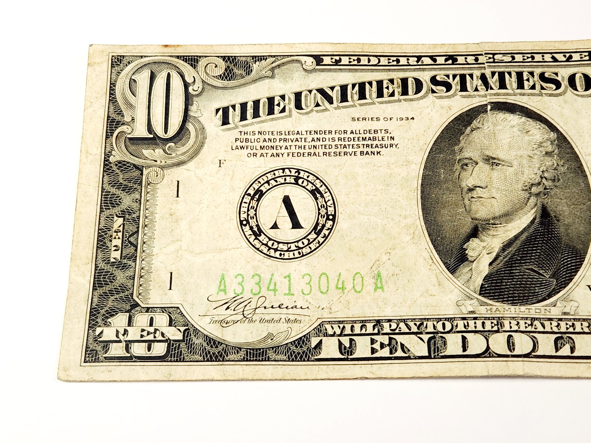 1934 $10 Dollar Bill/ Note ( 91 Years Old) #2055965 | Auctionninja.com