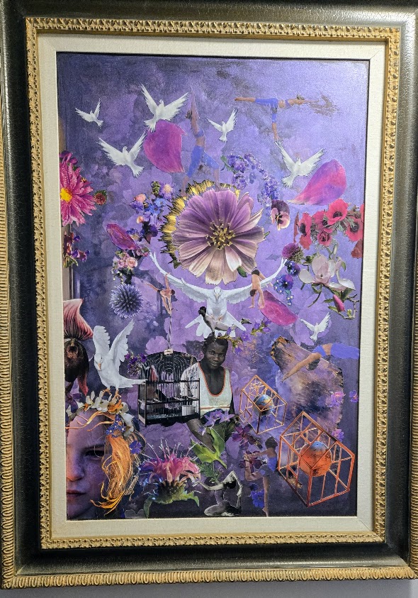 Fabulous Mixed Media Collage By Hilary Opperman With Flowers & Doves In ...