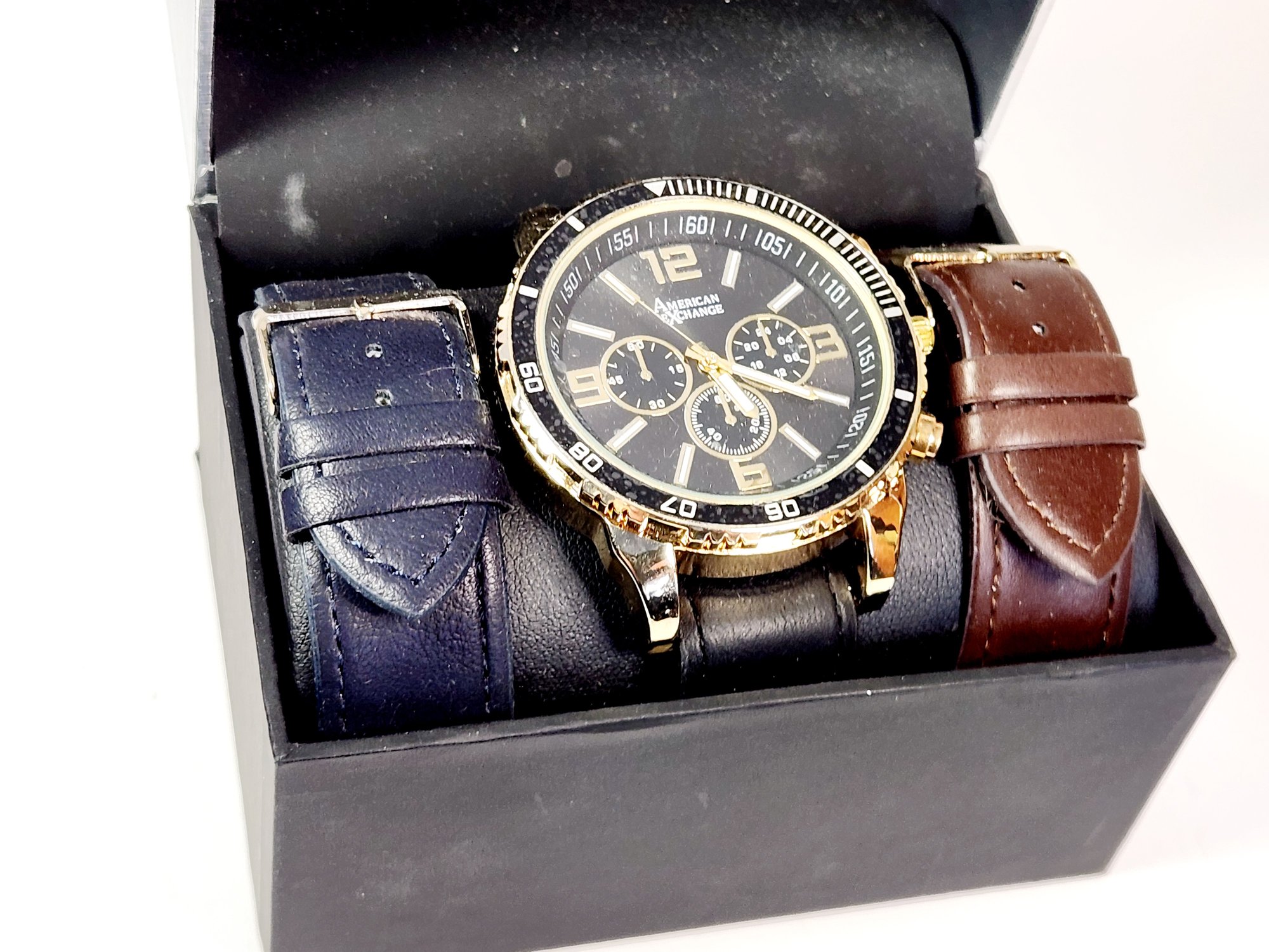 Mens American Exchange Watch Set With Multiple Bands In Box NEW ...