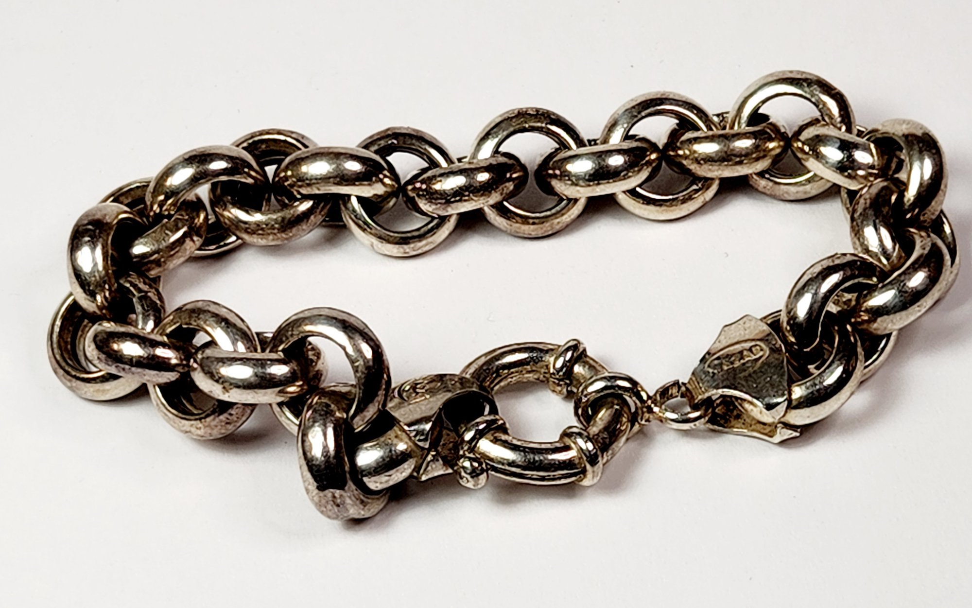 Vintage Sterling Silver Chunky Rolo Chain Link Bracelet " Tiffany Like ...