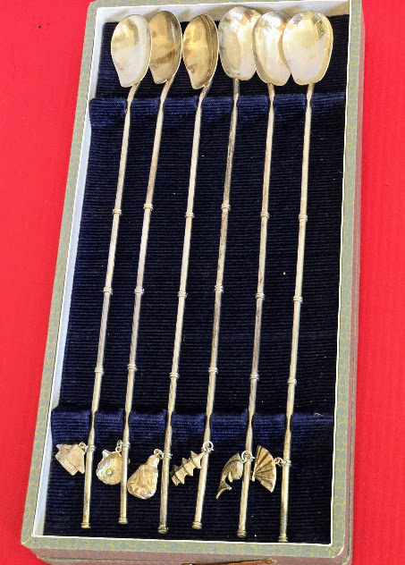 Pretty Vintage Sterling Silver Long Handle Bar Spoons With Individual ...