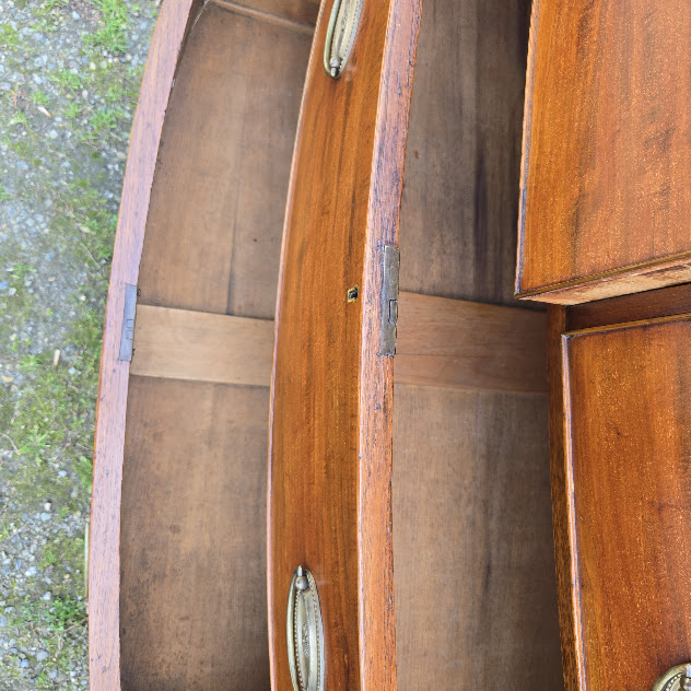 Pretty Antique Bow Front Keyhole Dresser With Brass Drop Ring Plate ...