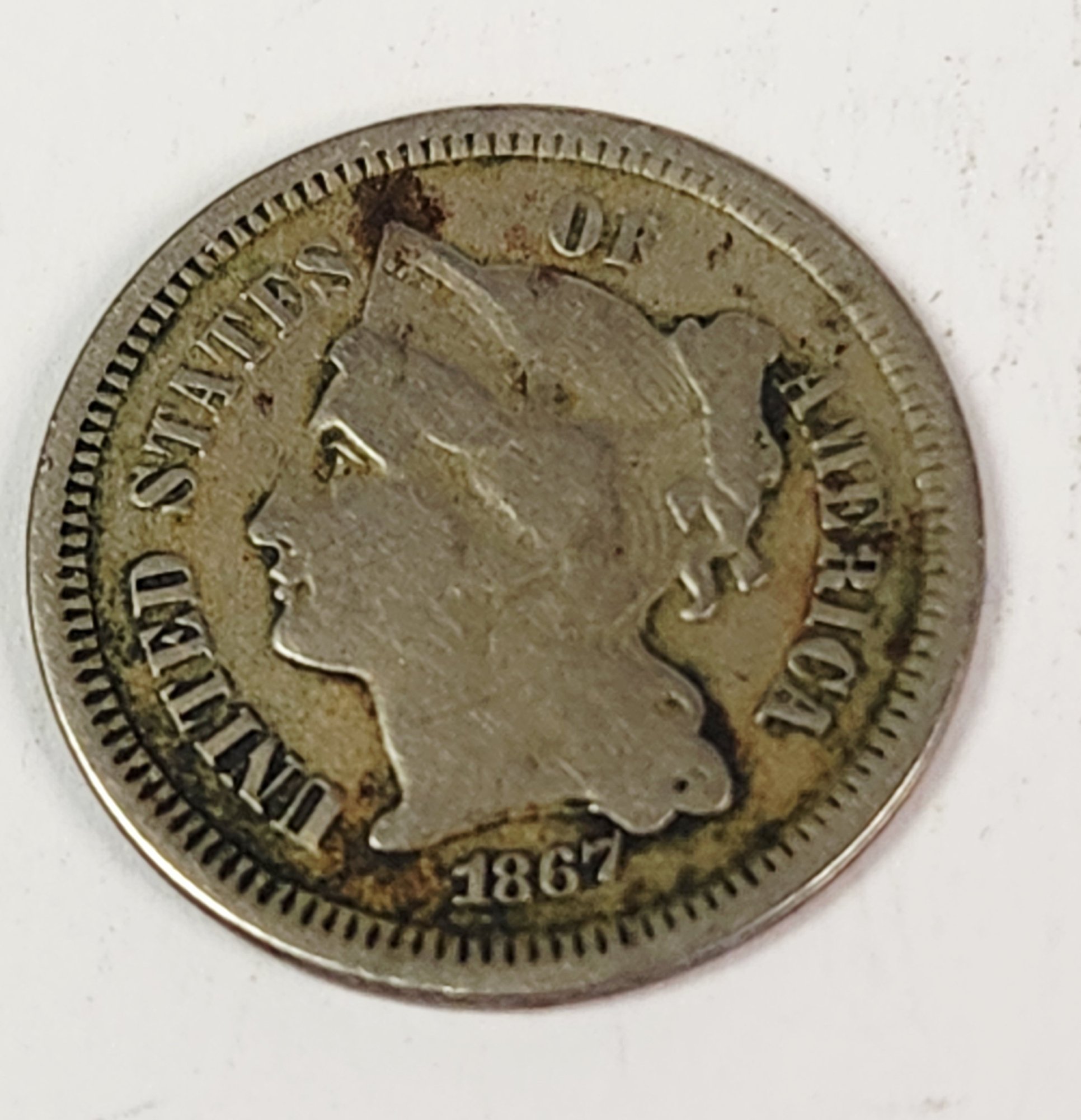 1867 3 Cent Piece U.S. Coin (post Civil War)158 Years Old #2153235 ...