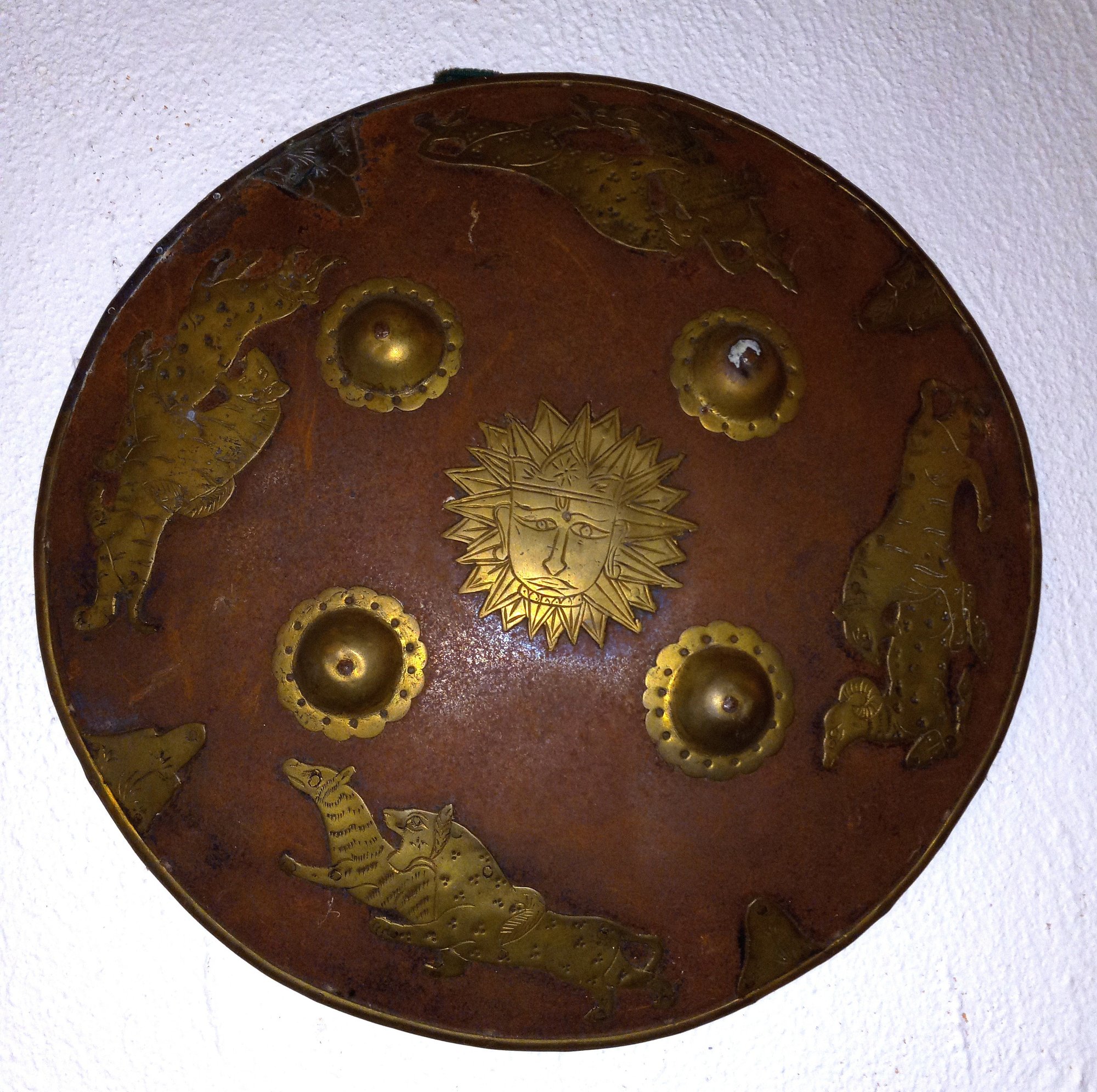 Old Asian Type Metal & Brass Battle Shield #40850811 | Auctionninja.com