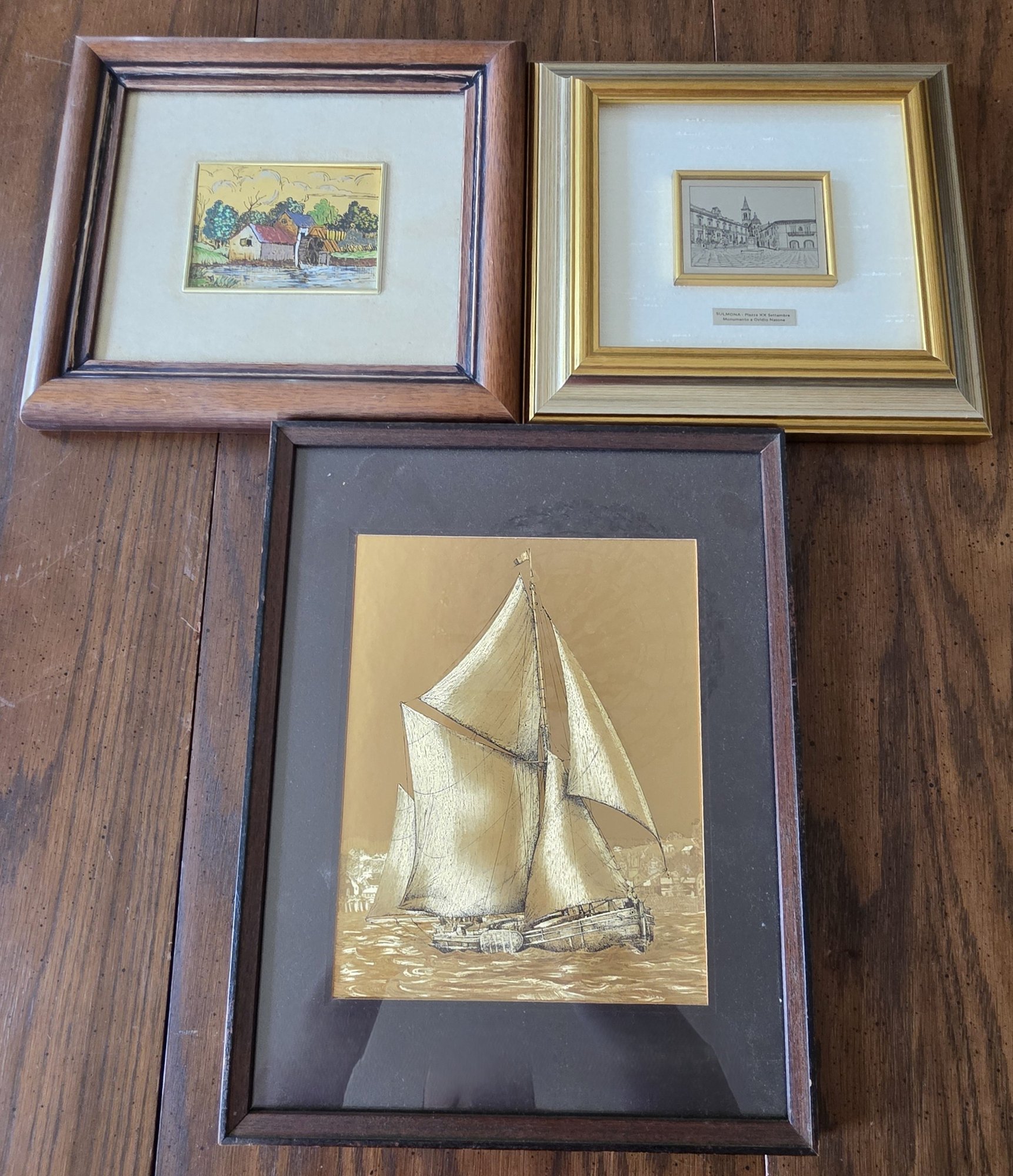 3 Framed Pieces Of Art Cast In Metals By Catraro Goffredo 925 Plate ...