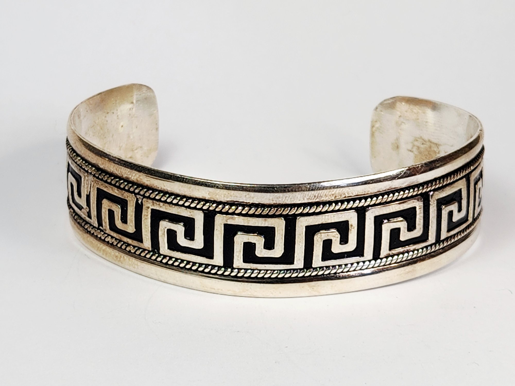 Sterling Silver Greek Key Design Cuff Bracelet #2177651 | Auctionninja.com