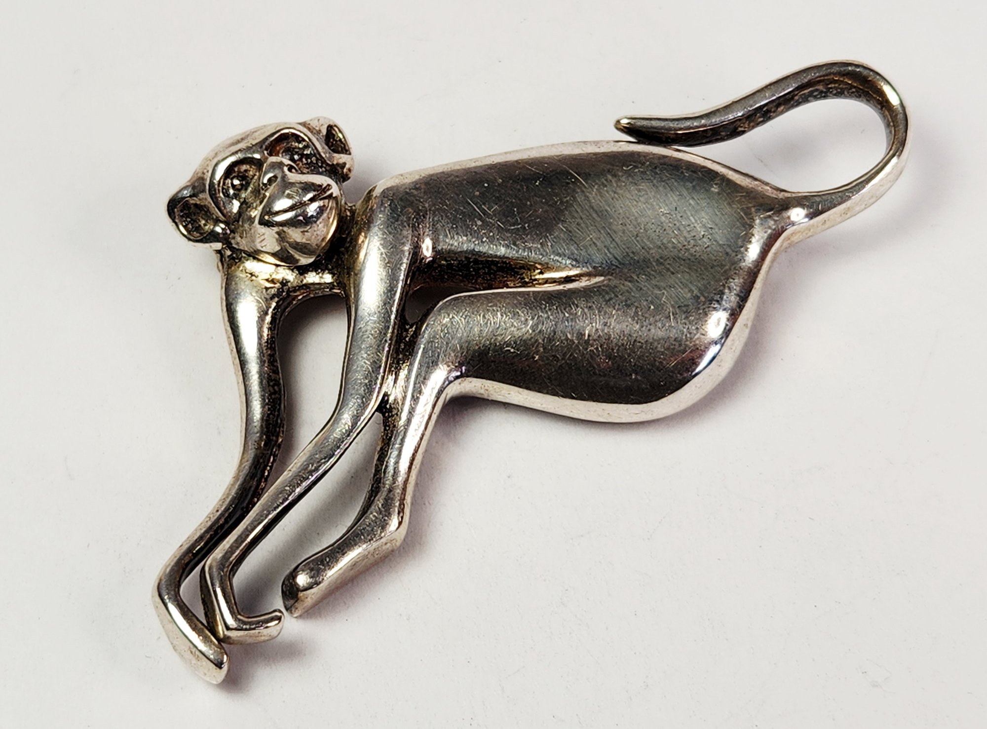 Super Cool Heavy One Of A Kind Solid Sterling Silver Monkey Pin/ Brooch ...
