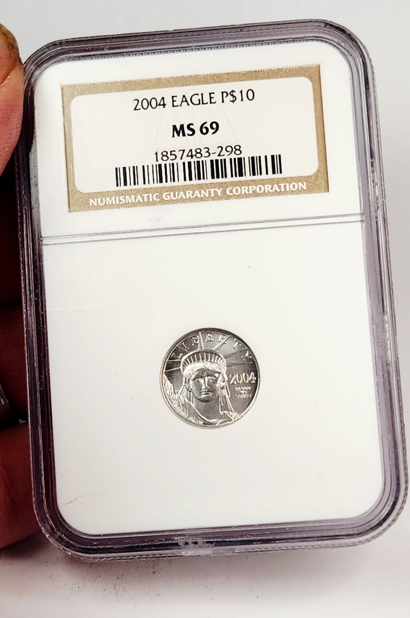 2004 American Platinum Eagle $10 Coin NGC Slabbed MS69 Graded 1/10 Oz ...