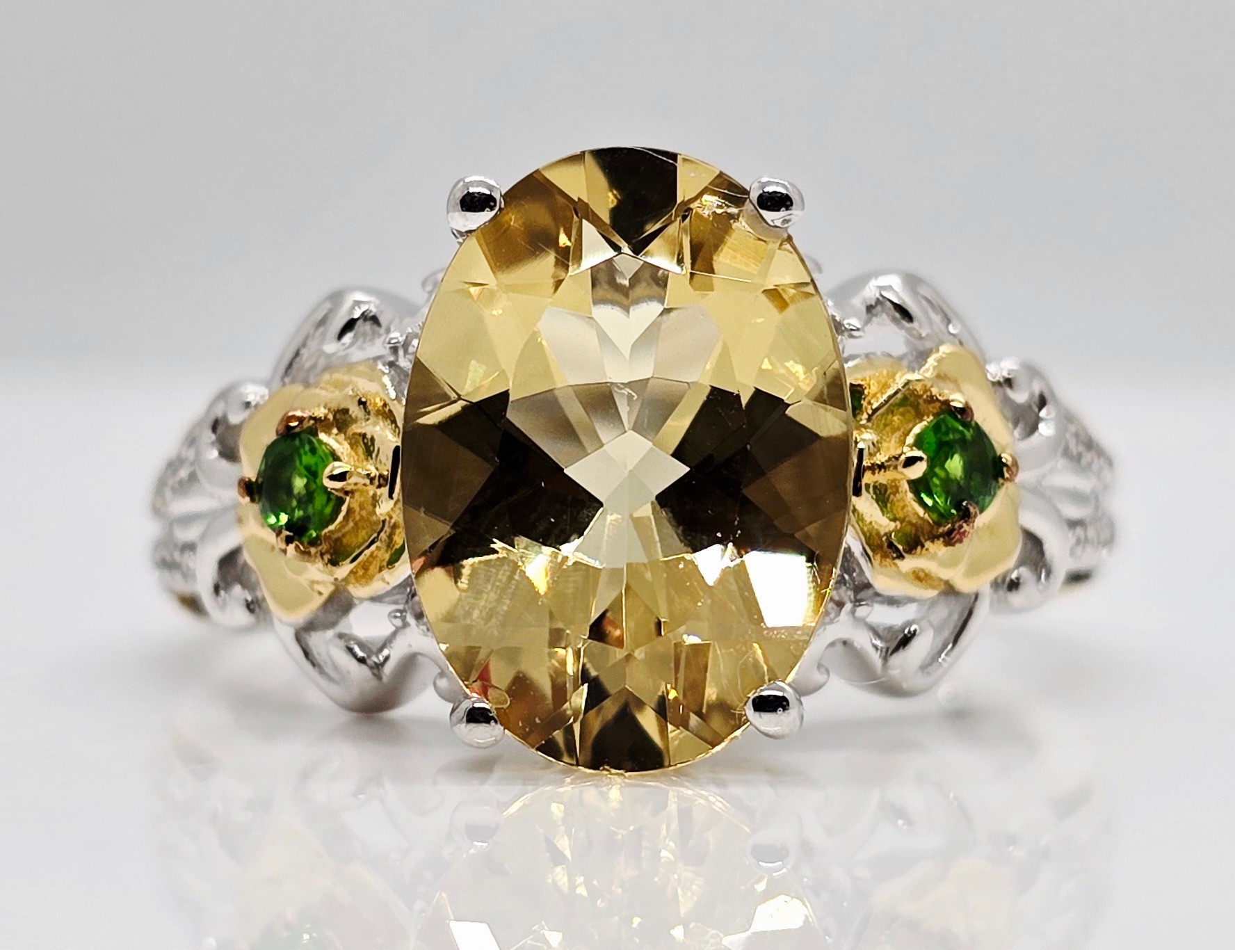 Yellow Labradorite, Multi-Gemstone Ring In 18k Yellow Gold & Rhodium ...