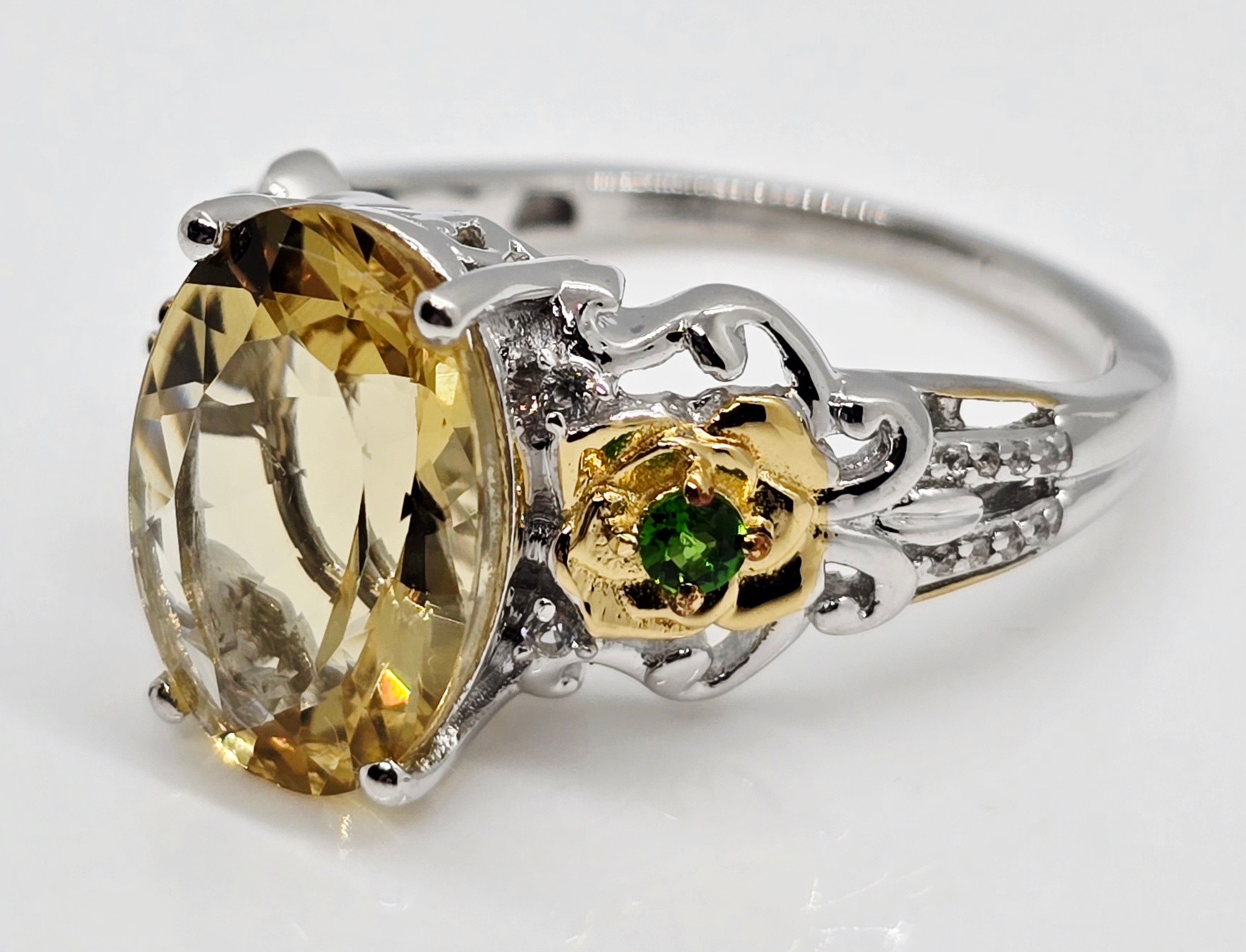 Yellow Labradorite, Multi-Gemstone Ring In 18k Yellow Gold & Rhodium ...