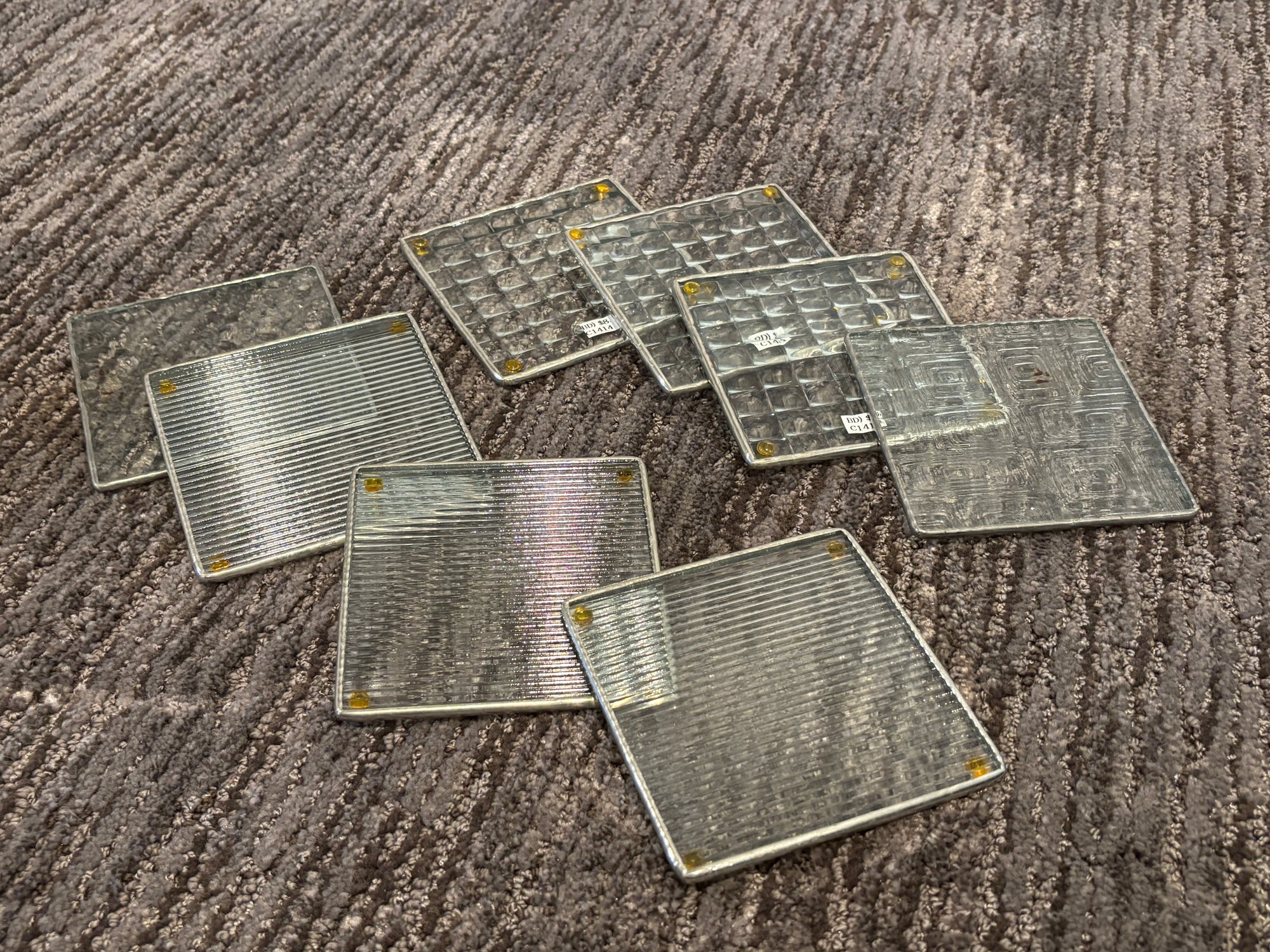 Modern Mix: Set Of 10 Textured Glass Coasters Unique Patterns, Cool ...
