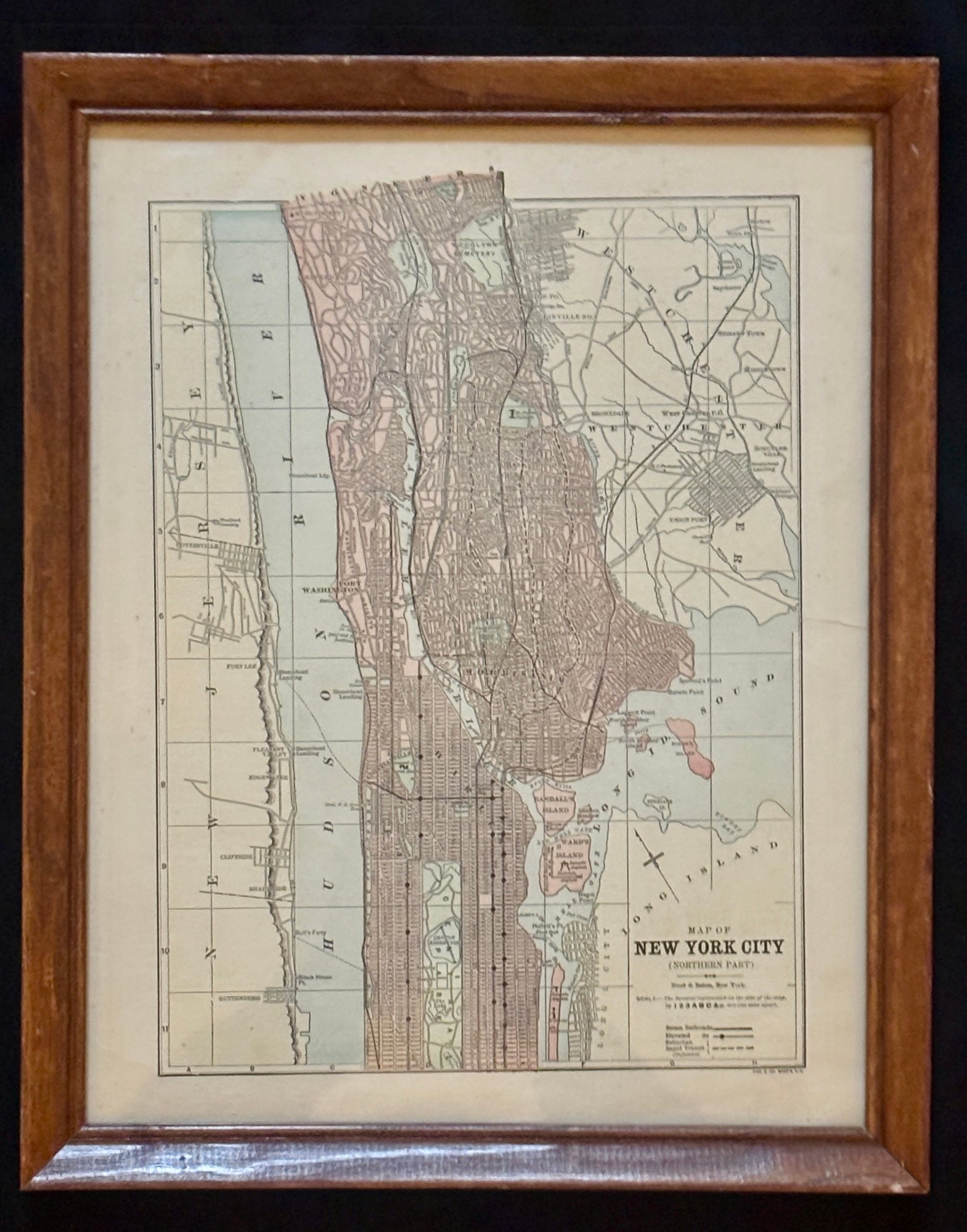 Authentic 1890 Map Of New York City (Northern Part) Original Hunt ...